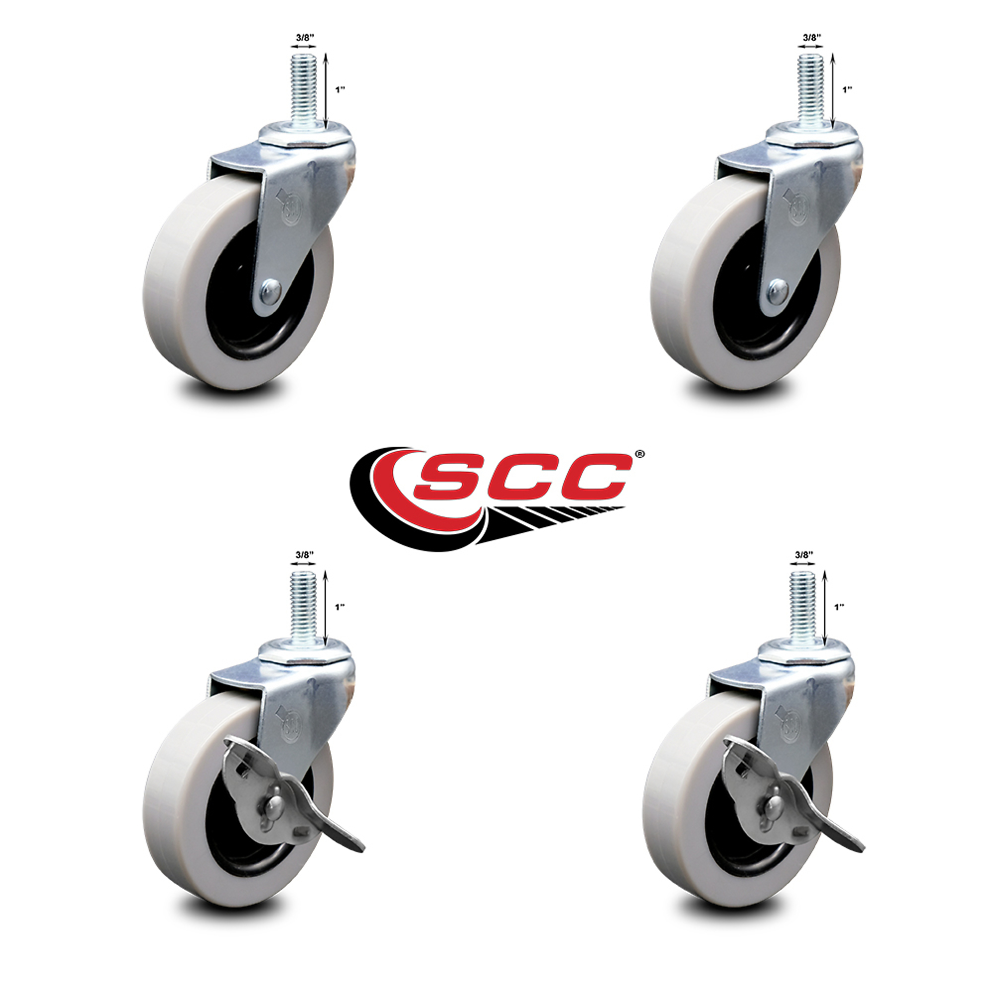 Service Caster, 3in. Stem Casters, Wheel Diameter 3 in, Caster Type ...