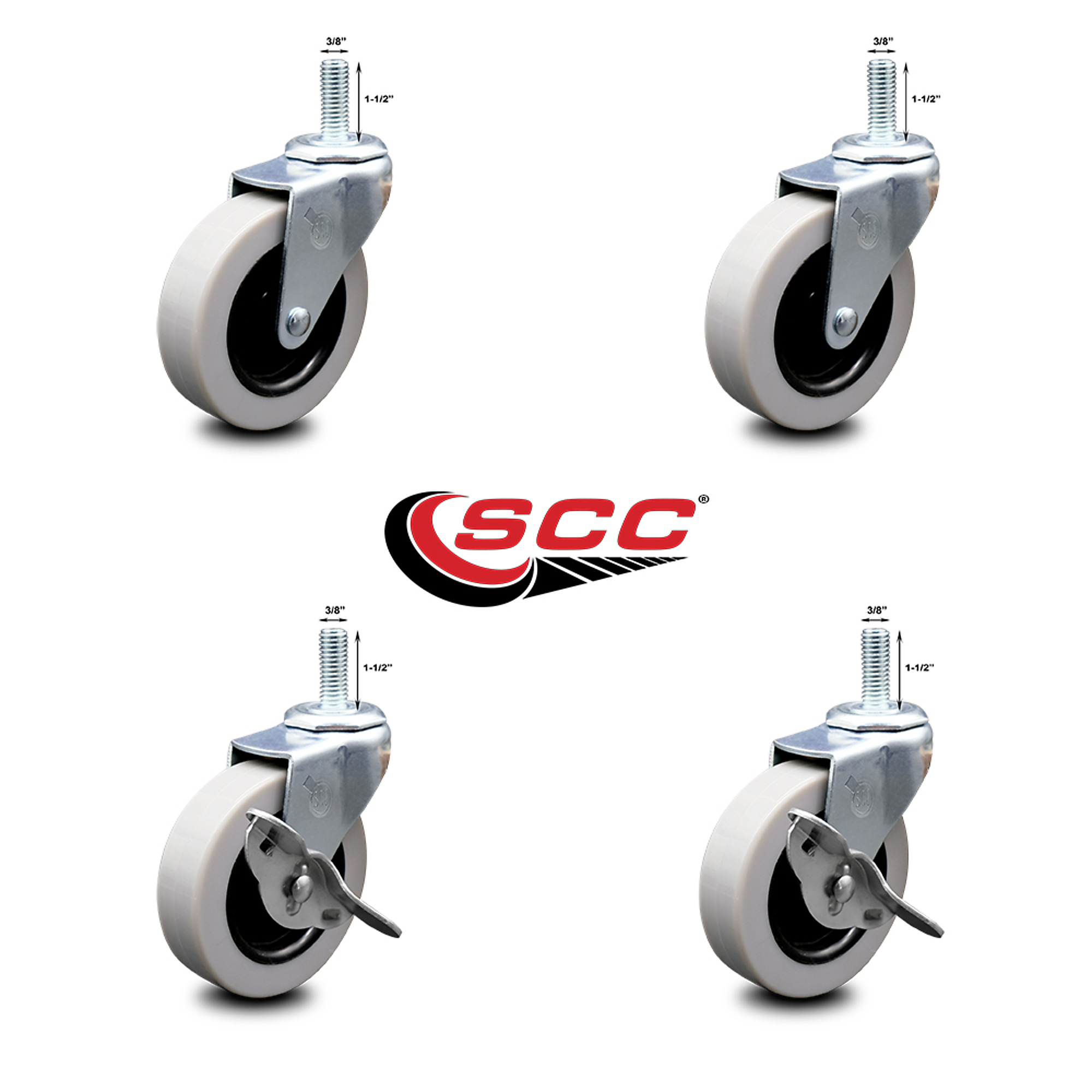 Service Caster, 3in. Stem Casters, Wheel Diameter 3 in, Caster Type ...