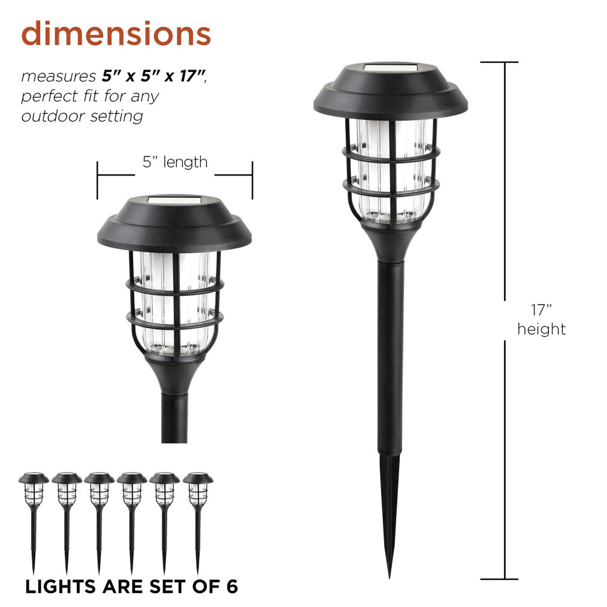 Alpine Corporation, Solar Black Torch Pathway LED Light - SET of 6 ...