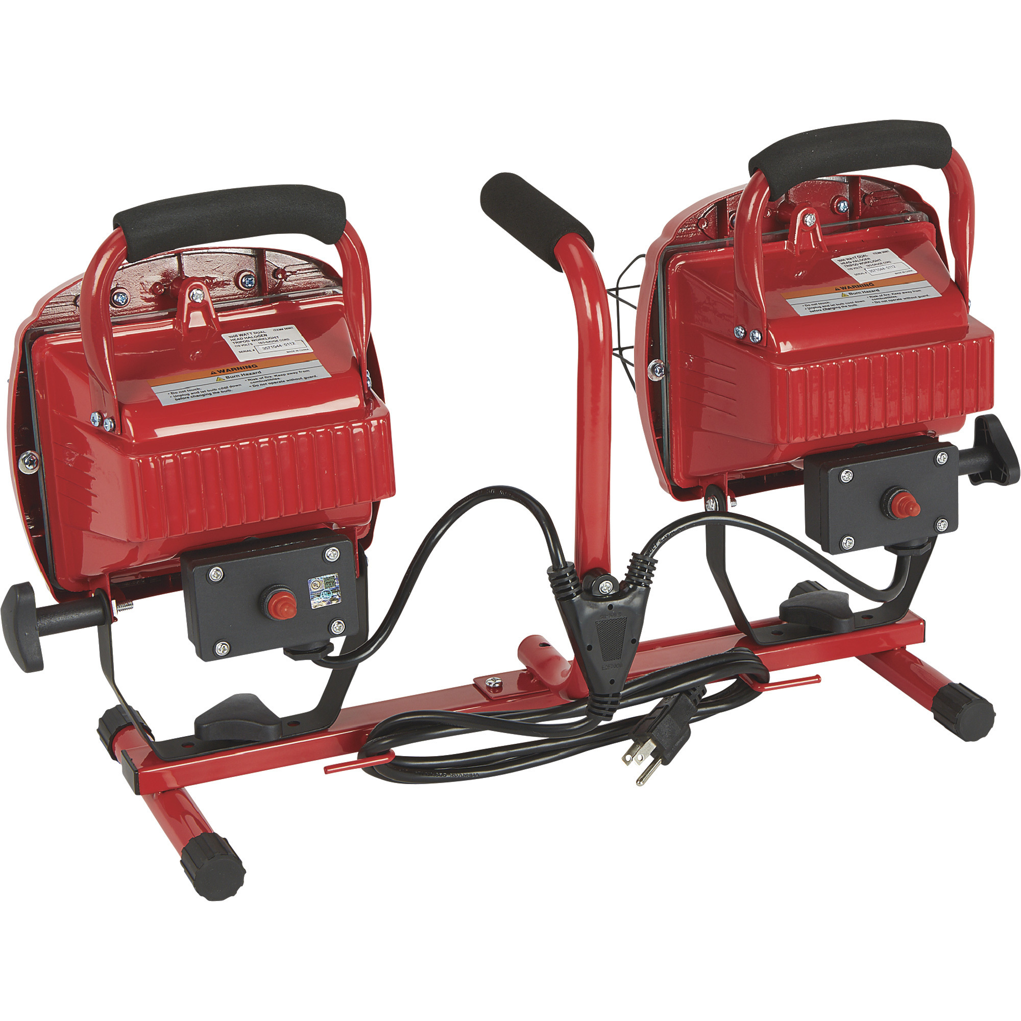 Ironton Halogen Dual Head Tripod Portable Work Light, 1000 Watts ...