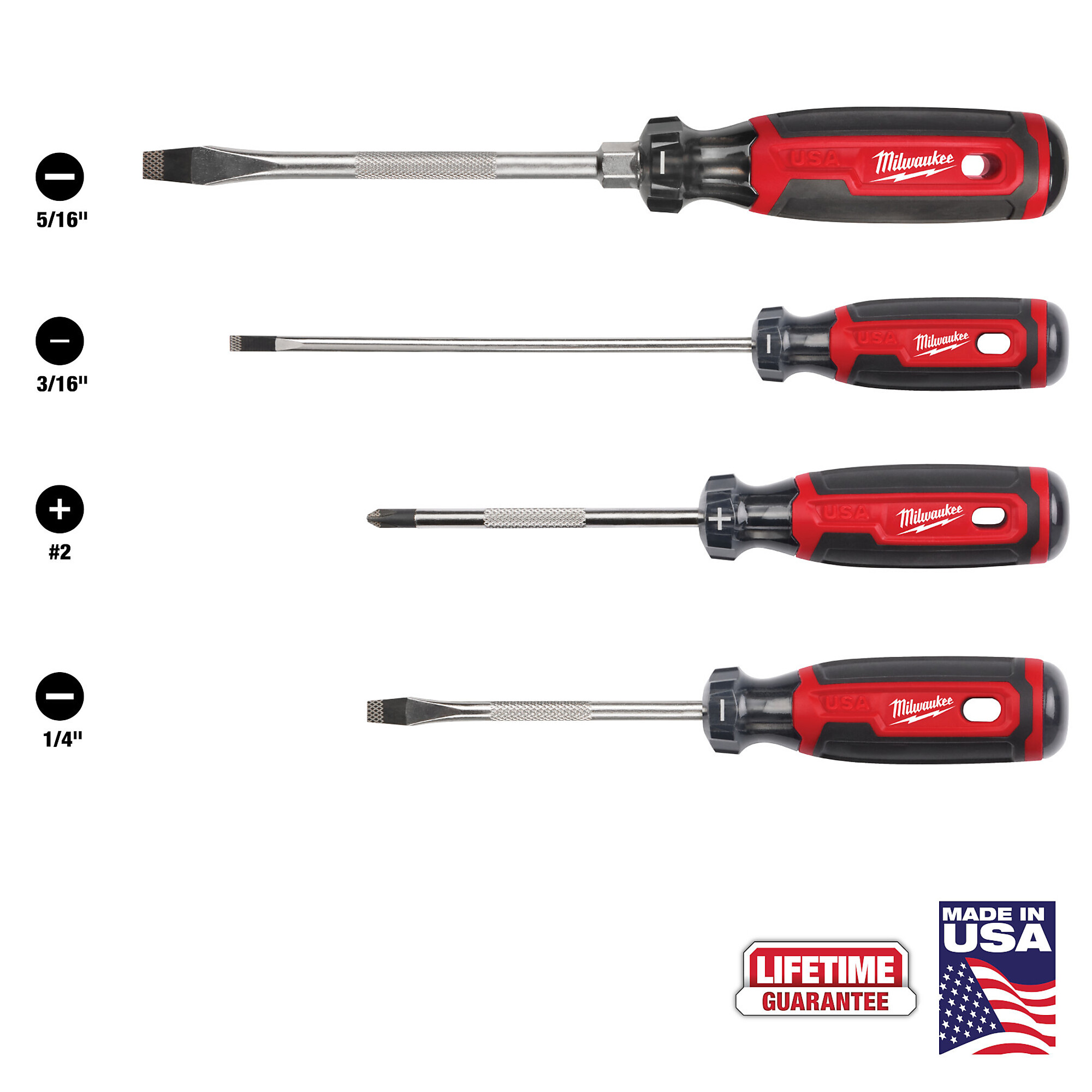 Milwaukee, Multi-Bit Screwdriver Set w/ Cushion Grip, 4PC, Drive Type ...