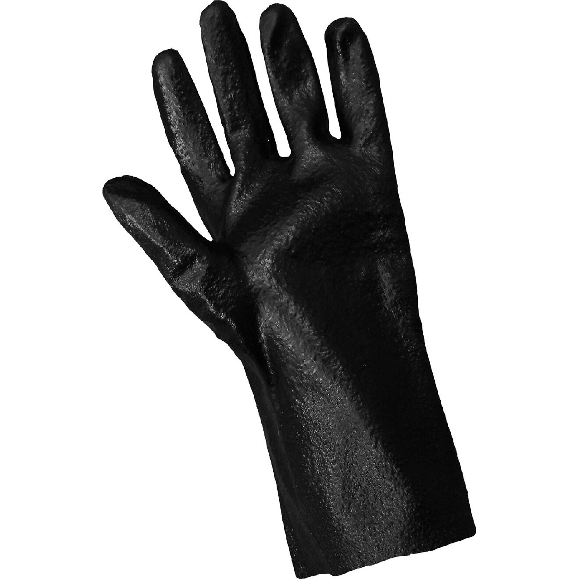 Global Glove, Black, 12in. PVC, Cotton Liner, Solvent Gloves - 12 Pairs ...
