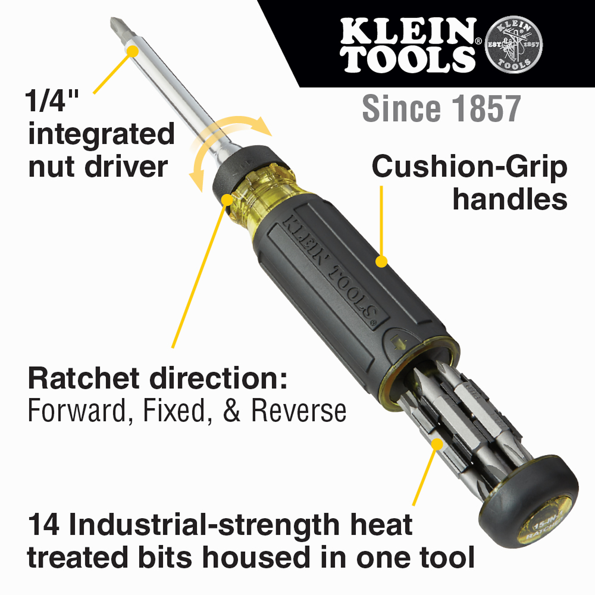 Klein Tools, 15in.-1 Multi-Bit Ratcheting Screwdriver, Model# 32305 ...