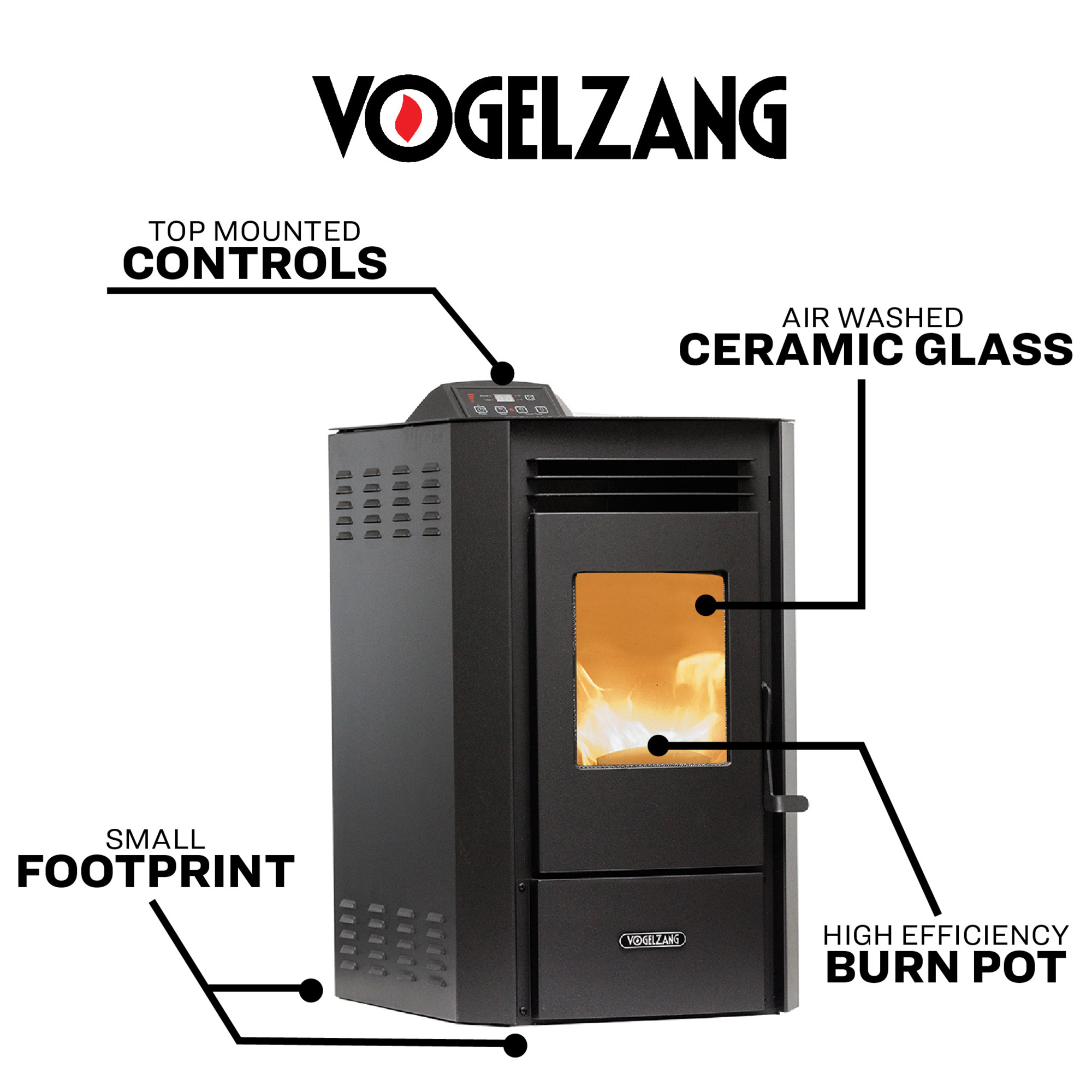 Vogelzang, Volgelzang Pellet Stove, Heat Output 55000 Btu/hour, Heating ...