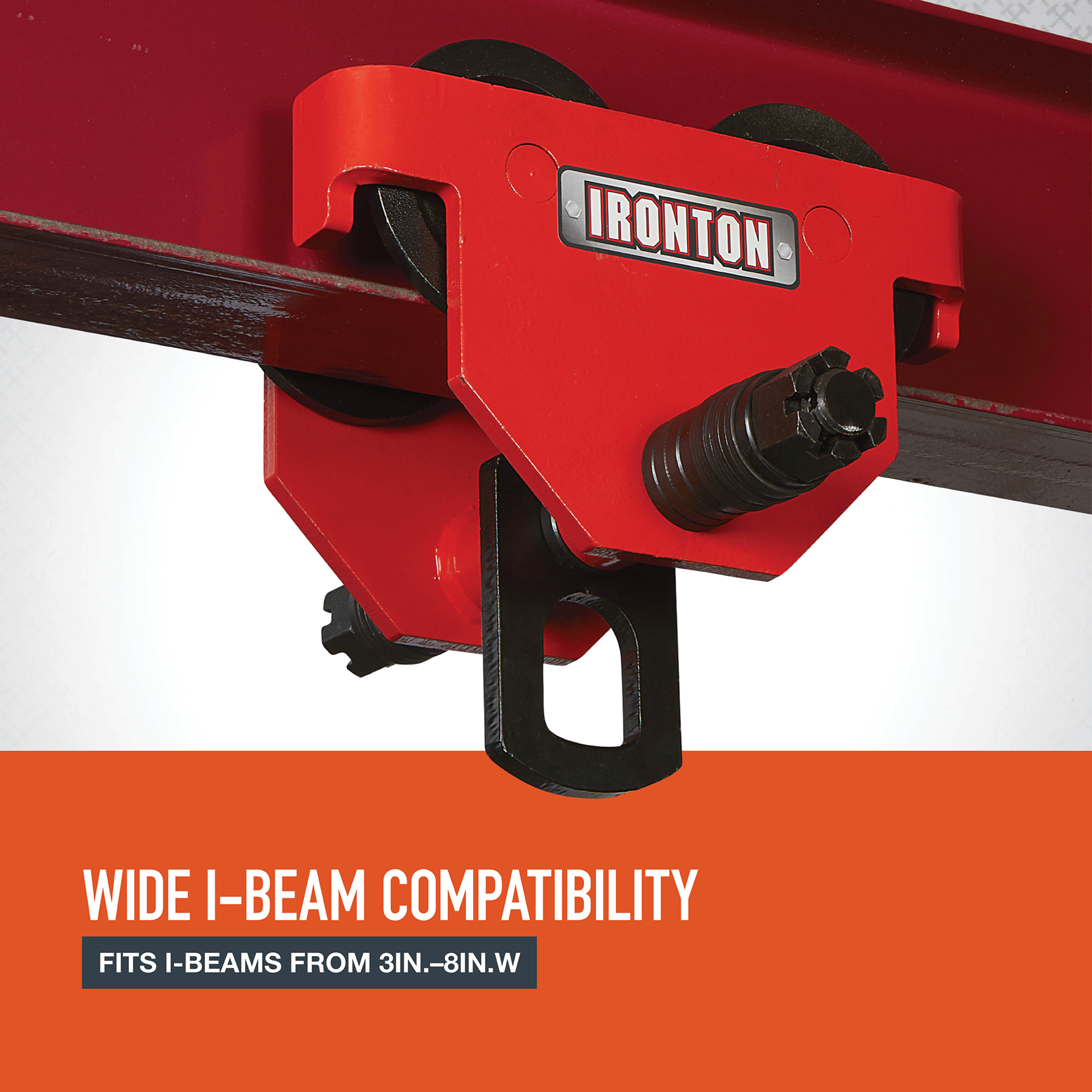 Ironton Adjustable Push Trolley, 2200-Lb. Capacity, Fits 3in.–8in.W I ...