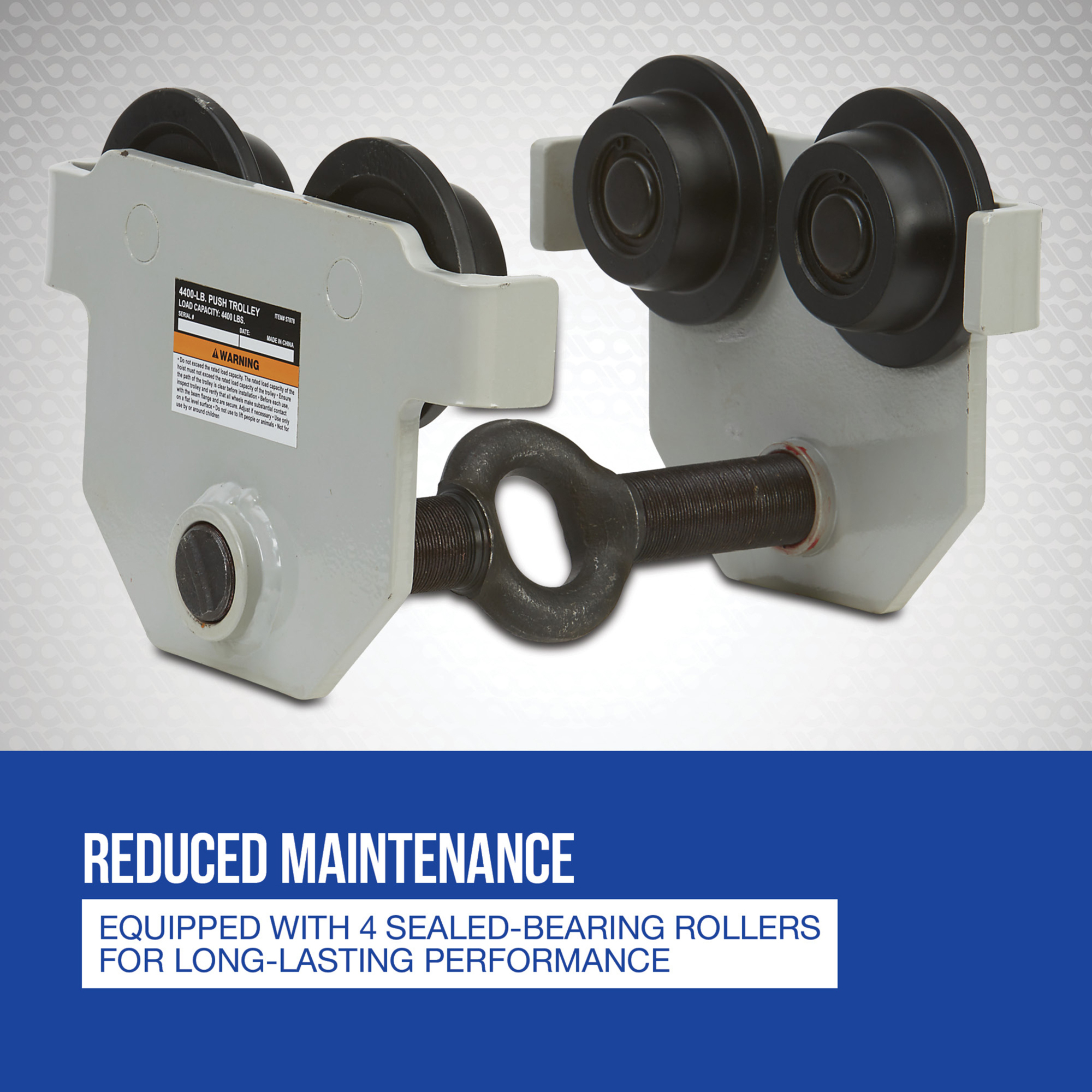 Strongway Push Trolley, 4400-Lb. Capacity, Fits 2-5/8in.–8-5/8in.W I ...