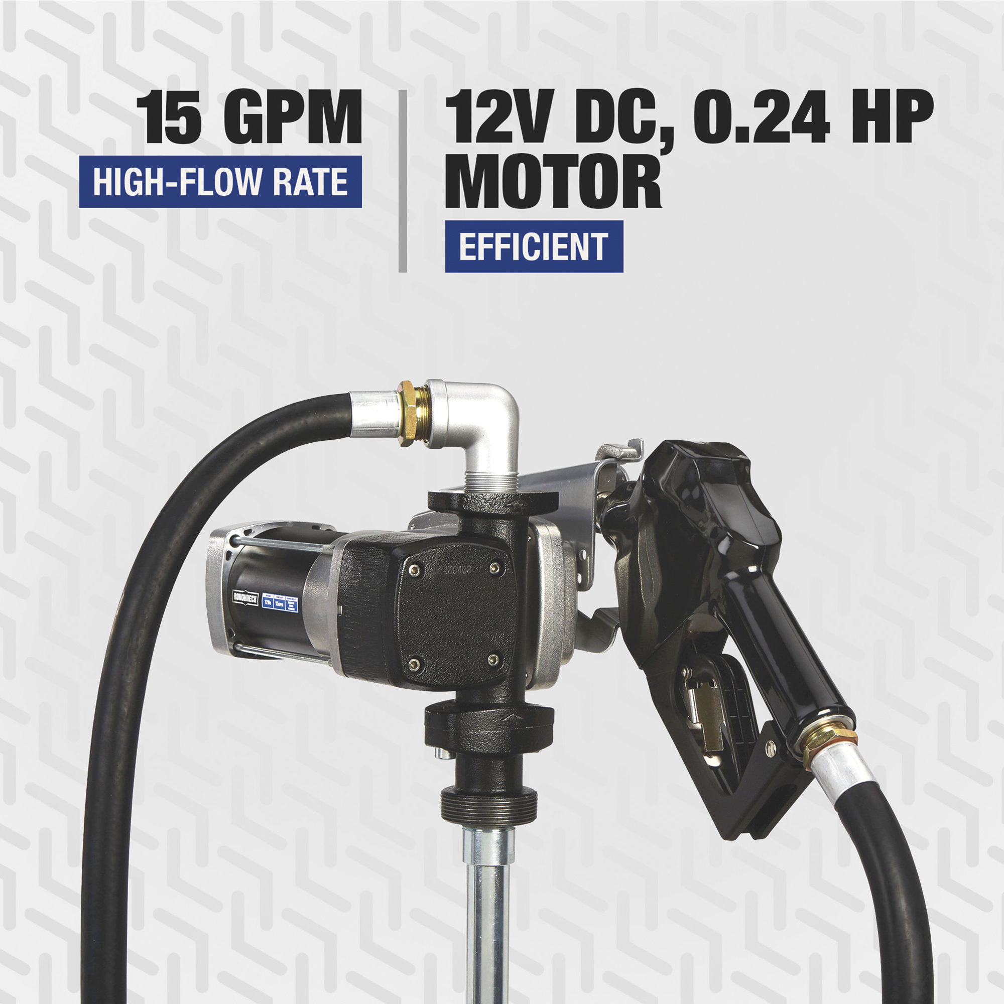 Roughneck Heavy-Duty Fuel Transfer Pump, 15 GPM, 12 Volt DC Auto-Nozzle ...