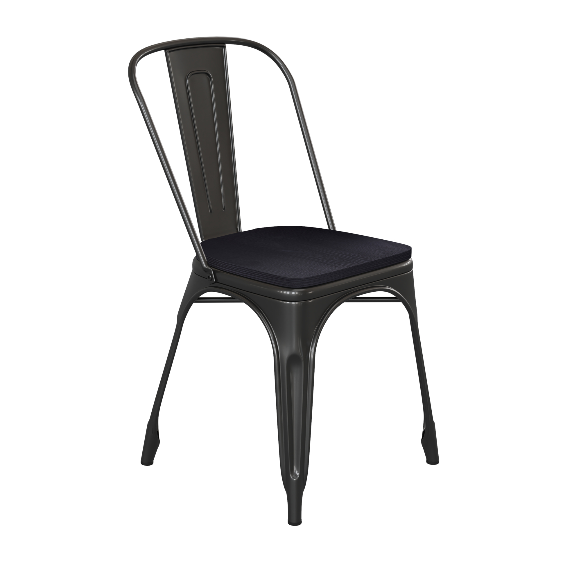 Flash Furniture, Black Metal Stack Chair with Black Poly Resin Seat ...