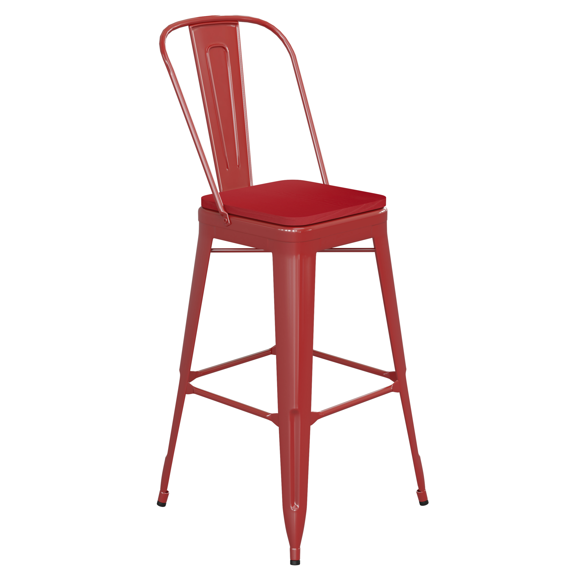 Flash Furniture, 30in. Red Metal Counter Stool-Red Poly Seat, Primary ...