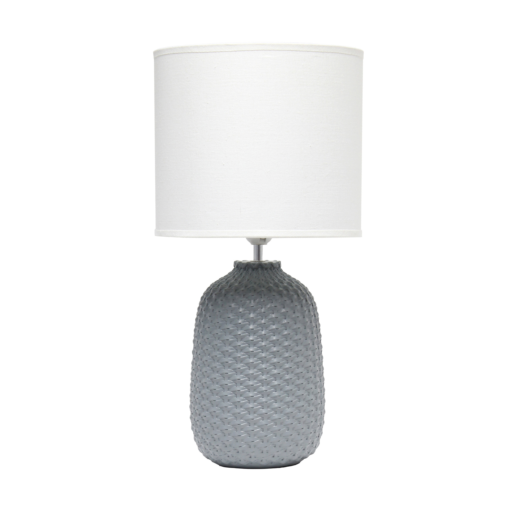 Simple Designs, 20.4in. Tall Ceramic Purled Texture Table Lamp, Gray ...