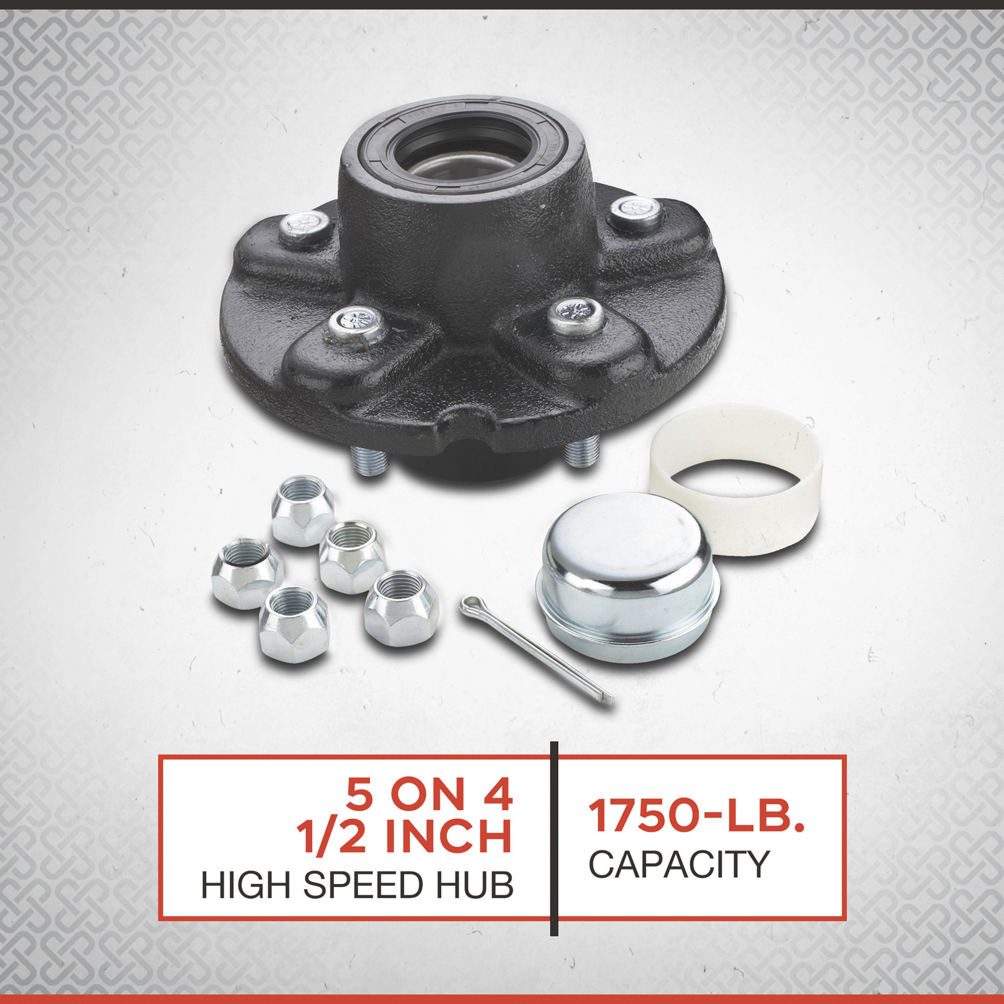 Ultra-Tow High Speed Trailer Hub, 5 on 4 1/2in., 1750-Lb. Capacity ...