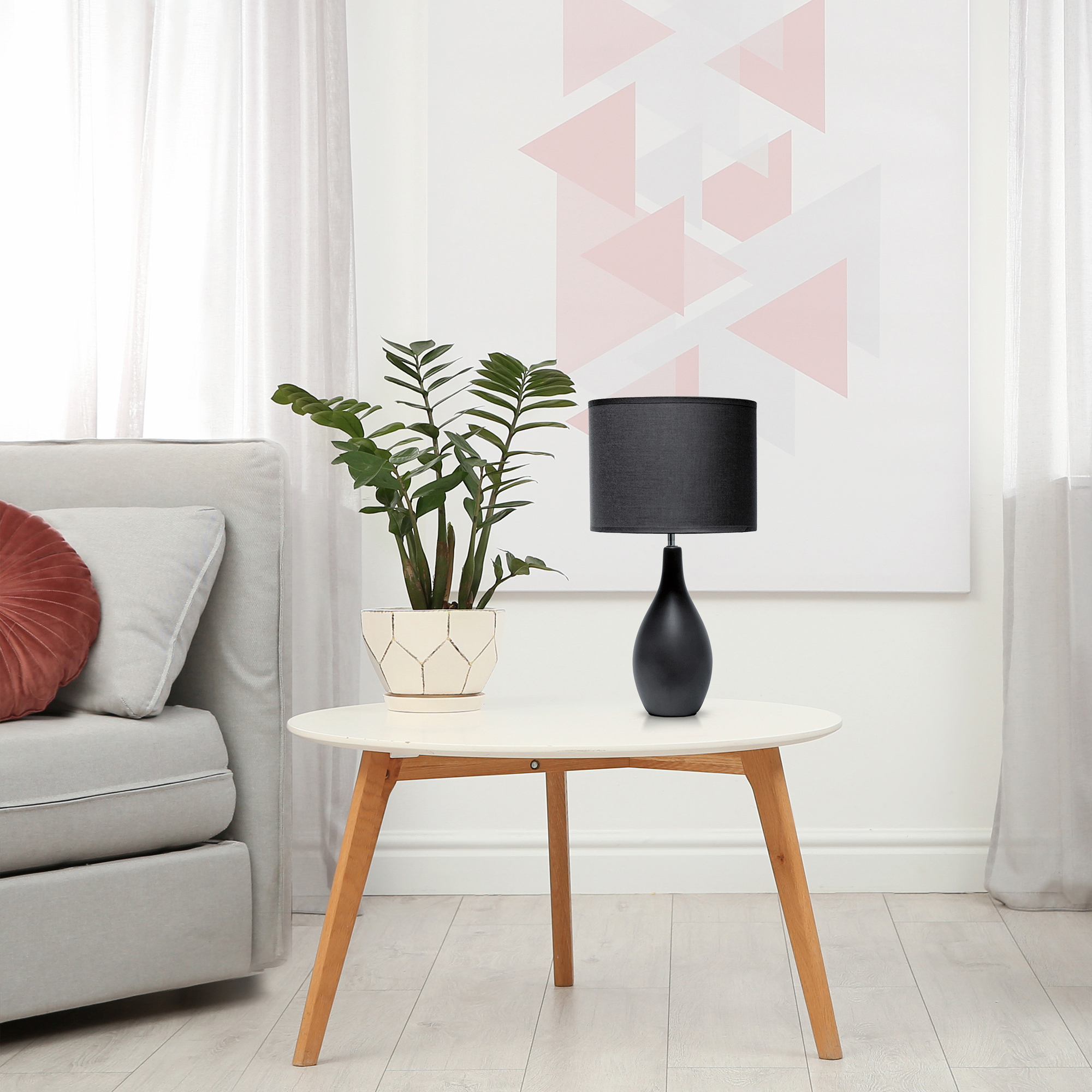 Creekwood Home, 18.11in. Standard Ceramic Dewdrop Table Lamp Black ...