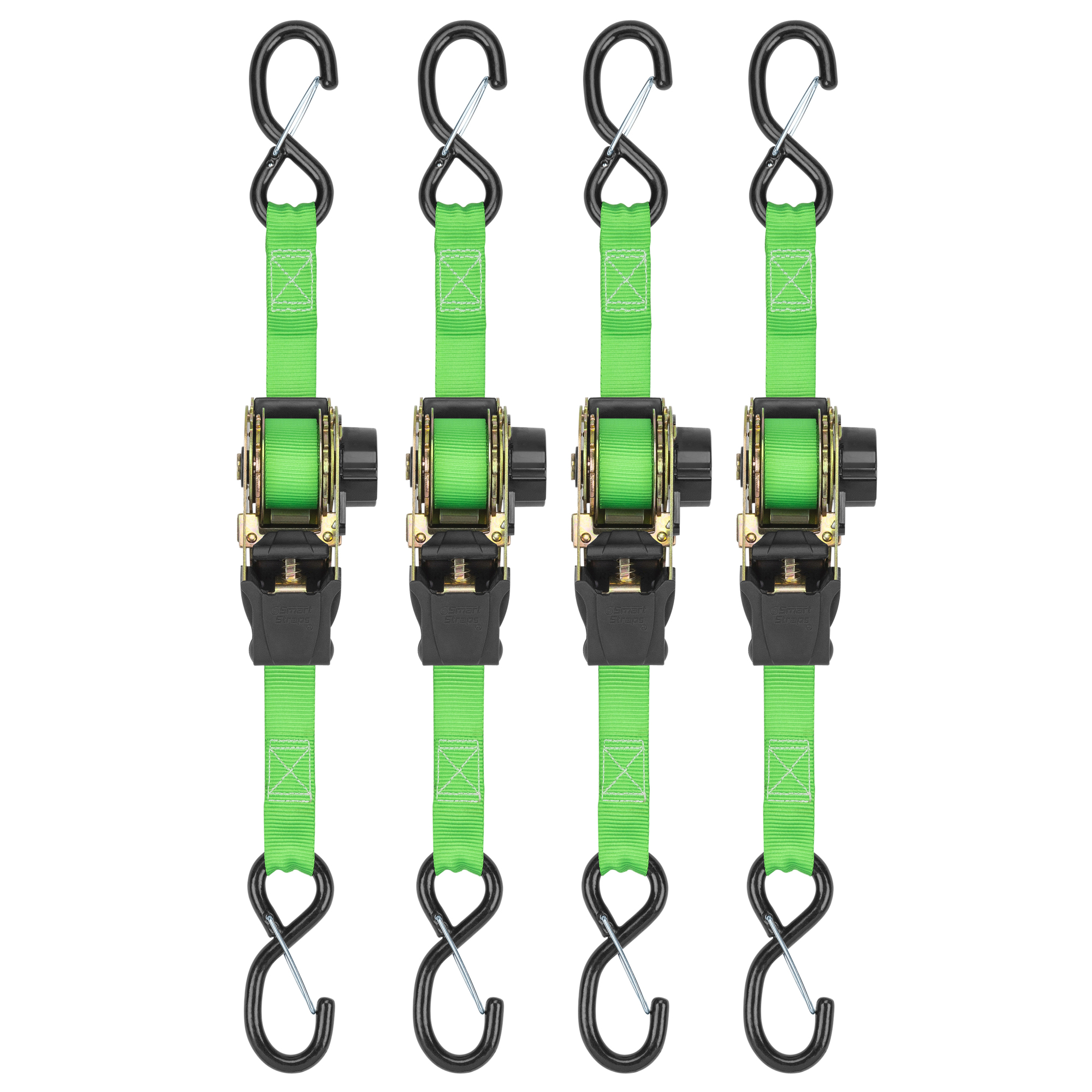 SmartStraps, 6ft. 1500lb Retractable Ratchet Tie Down-Gated Hook 4Pk ...