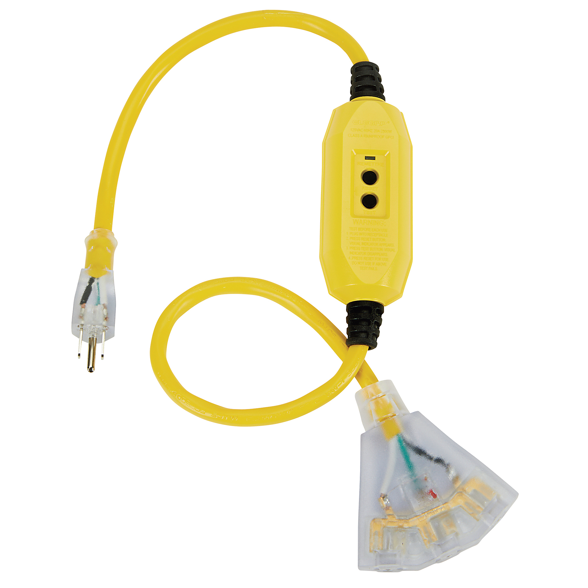 Strongway GFCI Lighted Triple Adapter, 3ft.L, 12/3-Ga, 15 Amps, Model ...