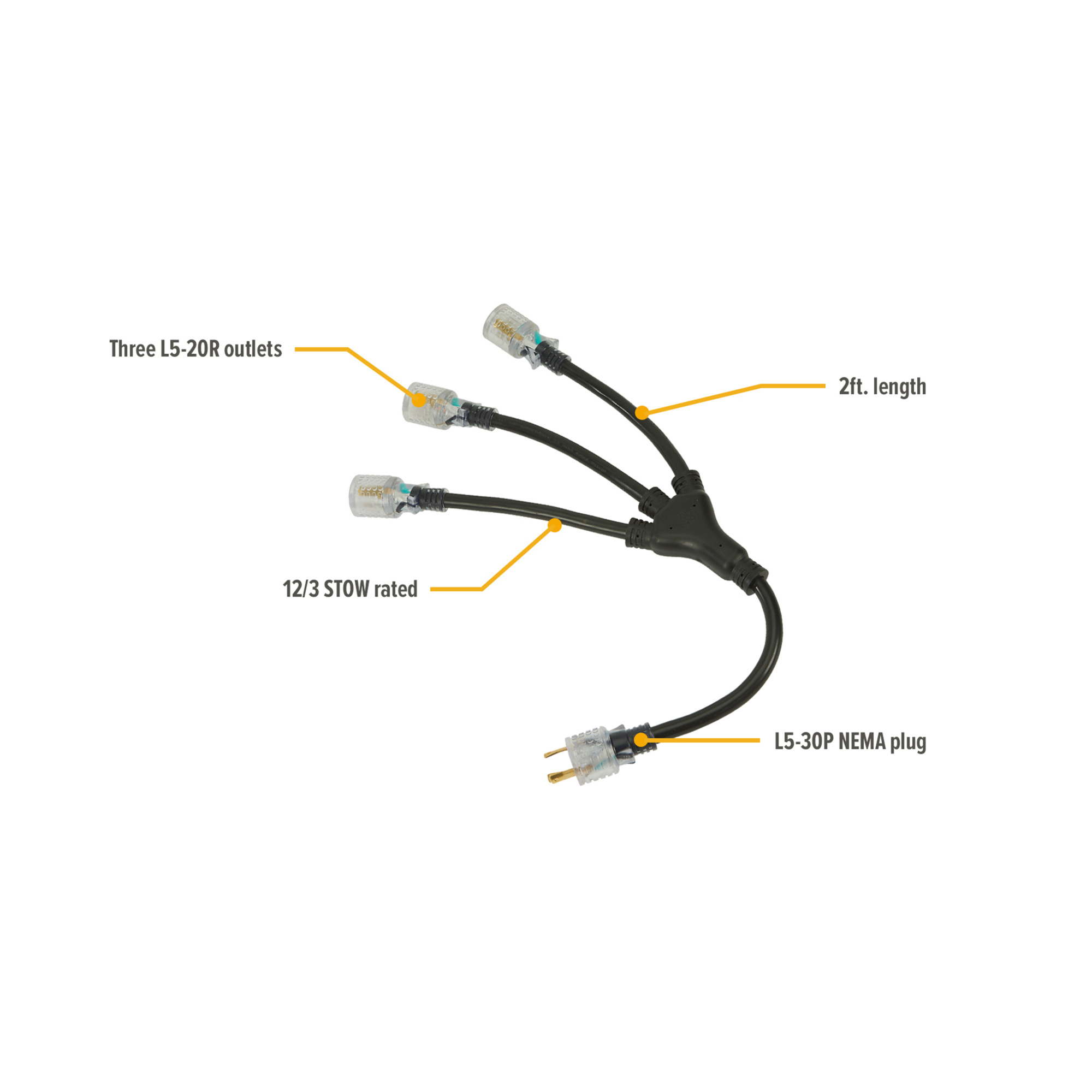 Strongway Generator Plug Adapter, 2ft., 12/3 Ga., 30 Amps, Model ...
