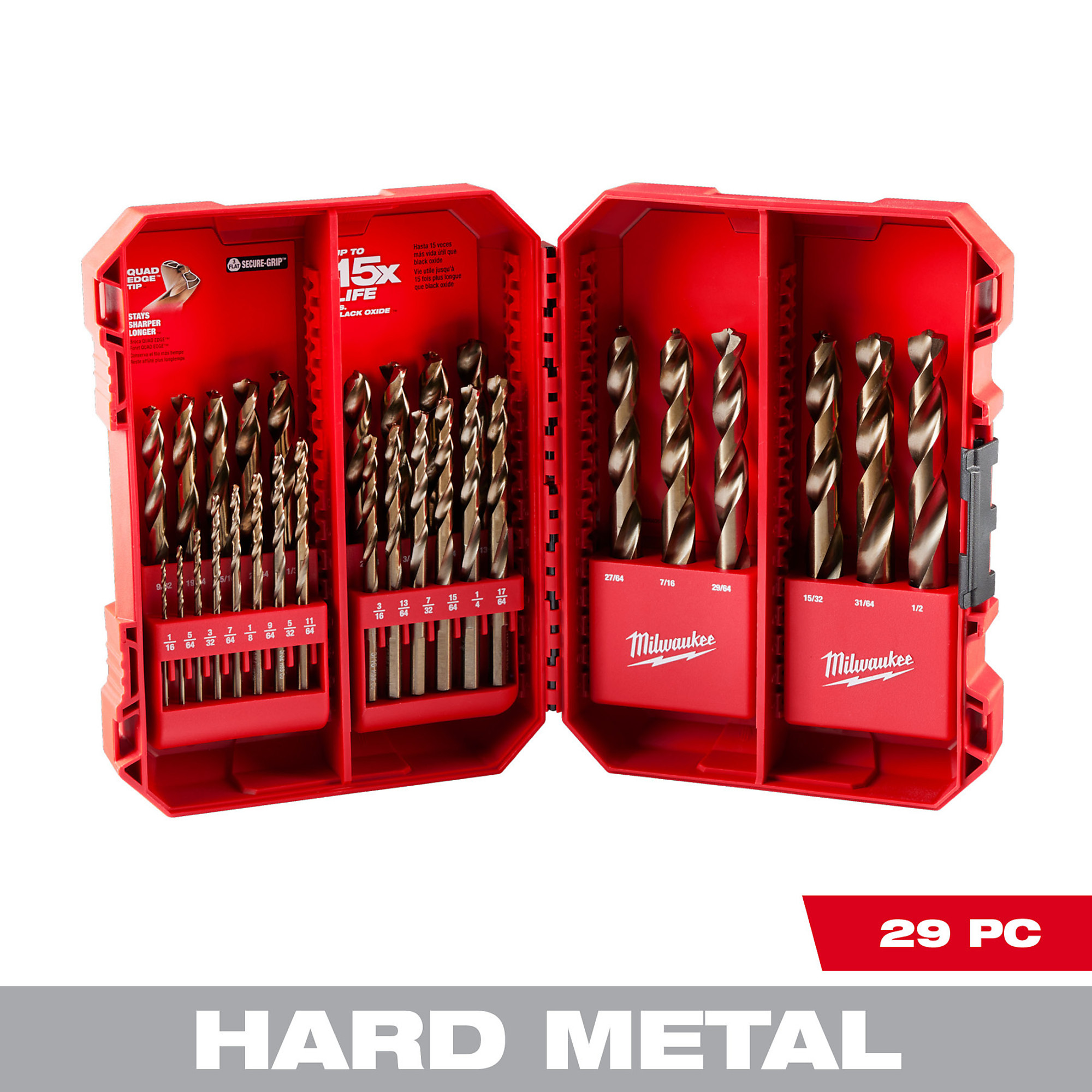 Milwaukee RED HELIX™, RED HELIX Cobalt Drill Bit Set – 29PC, Included (qty.) 29, Model# 48-89 ...