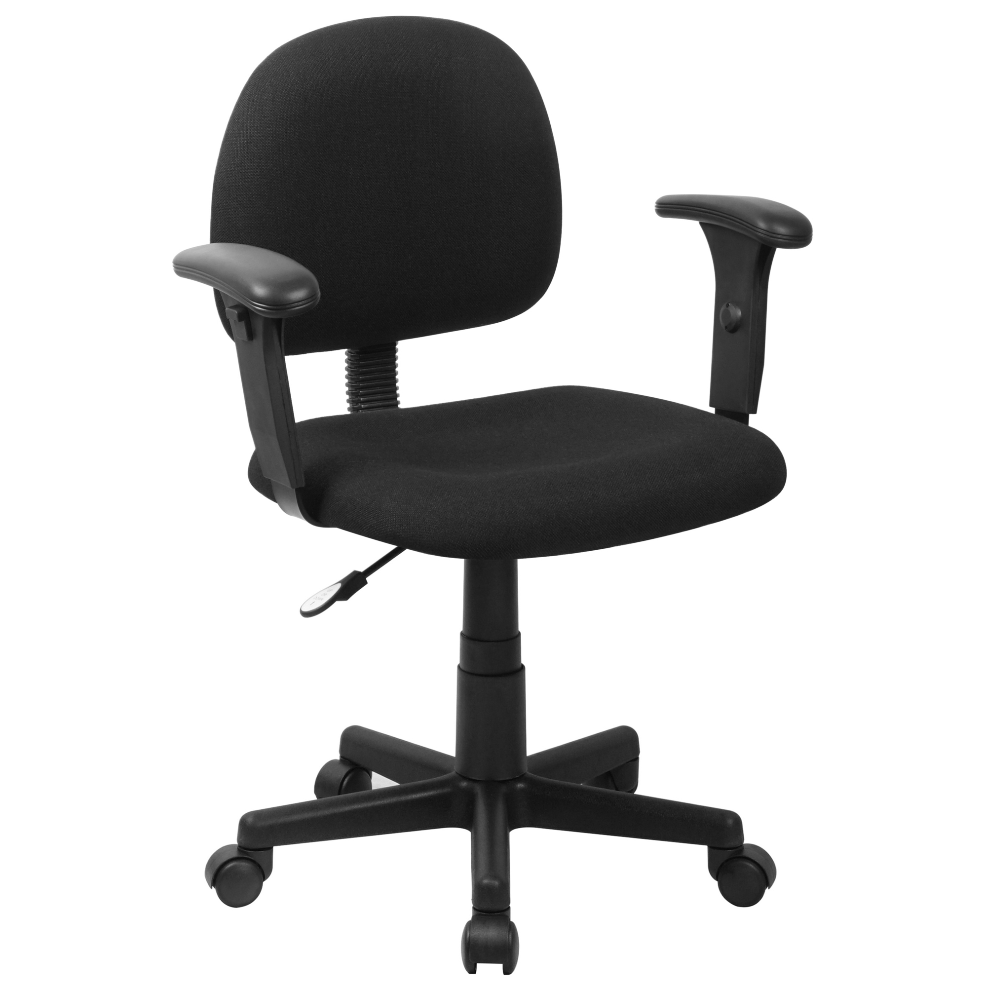 Flash Furniture, Mid-Back Black Fabric Chair with Adjustable Arms ...