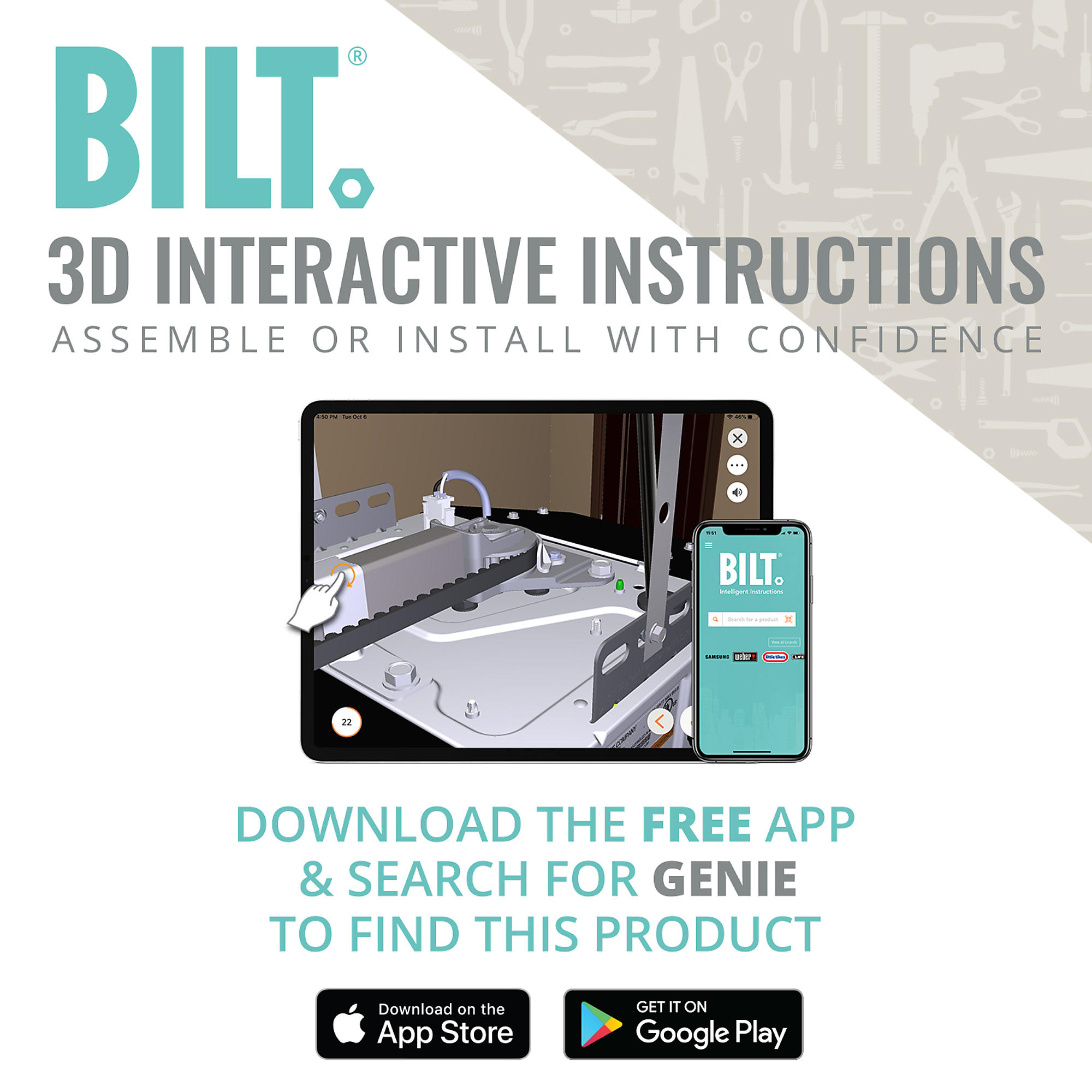 Genie Company, Ultra-quiet belt garage door opener w/batt. backup ...