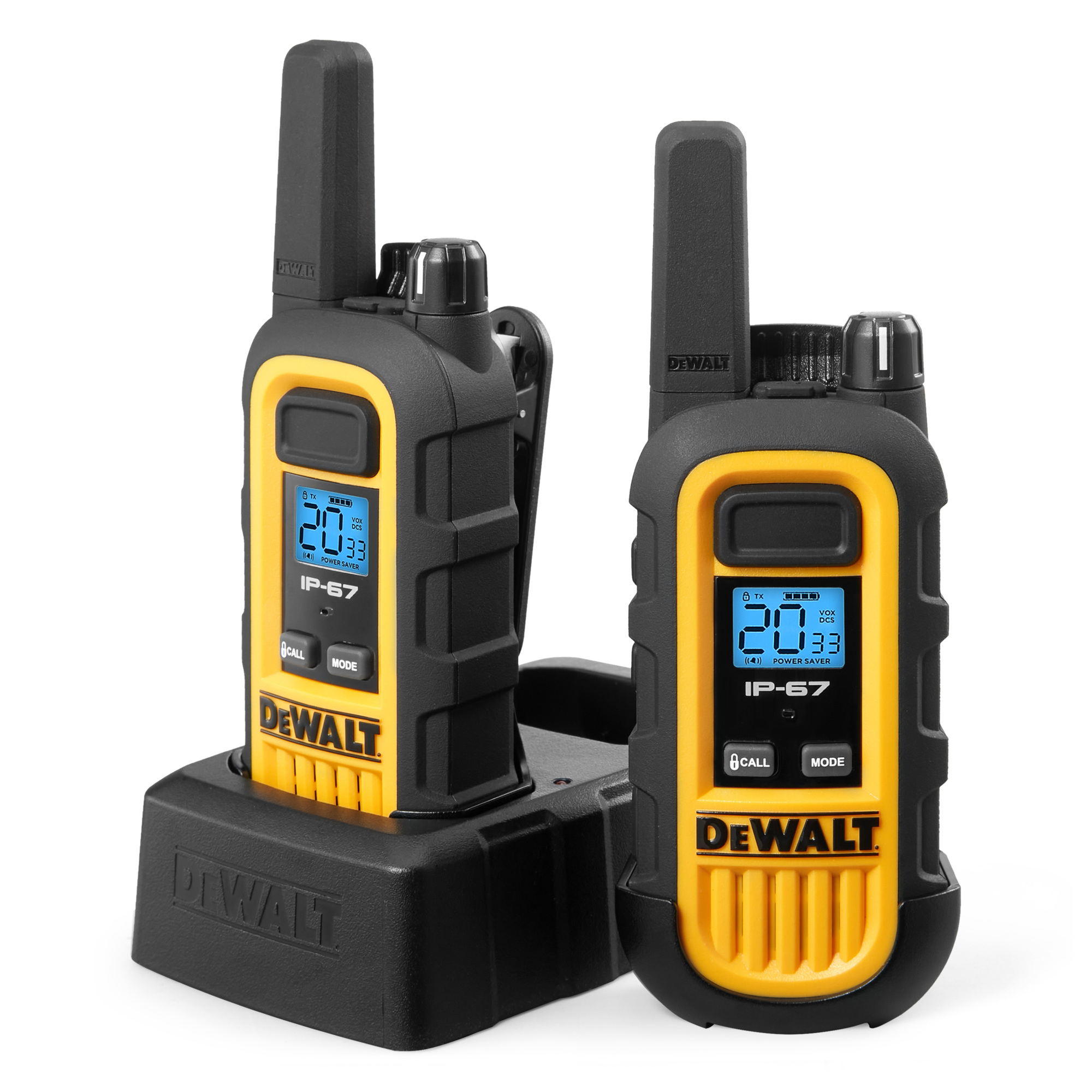 DEWALT Two-Way Radios, 3 Sets, w/ Headsets, Range 250,000 Mile Range ...