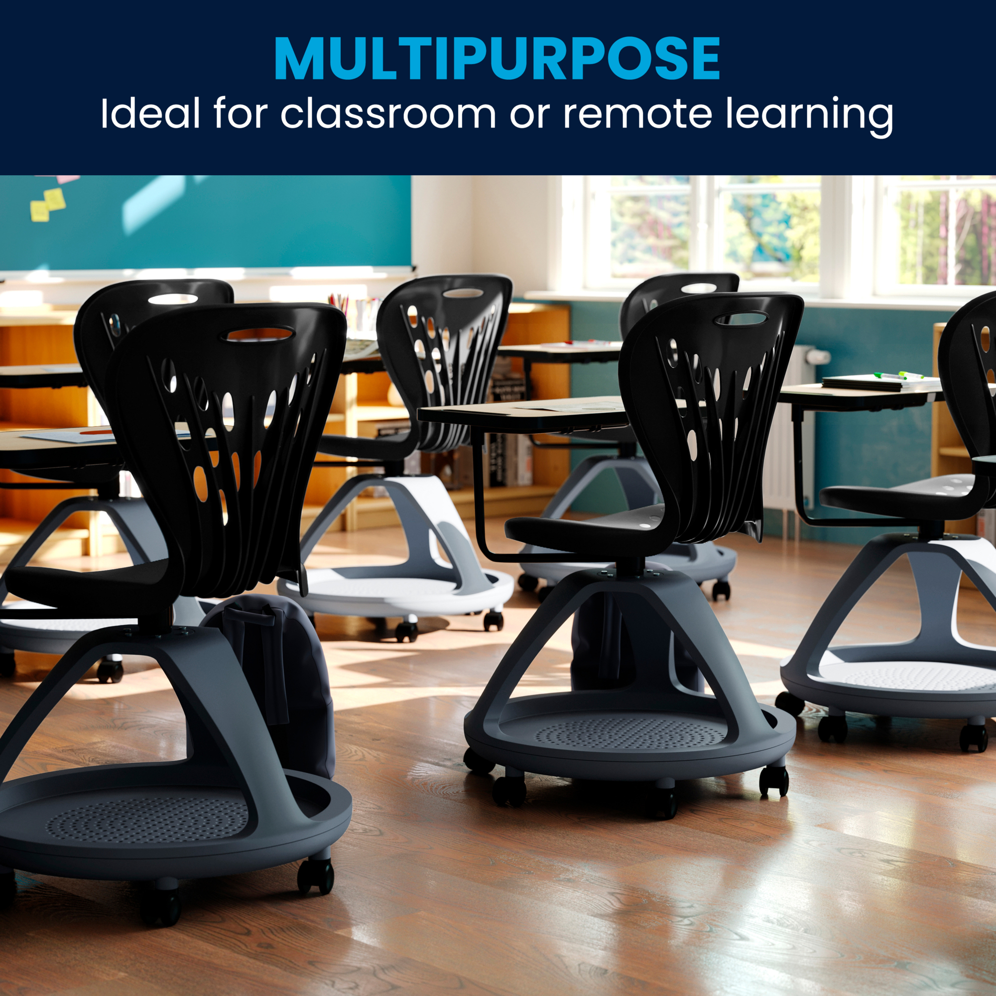 Flash Furniture, Black Mobile Desk Chair - 360° Tablet Rotation ...