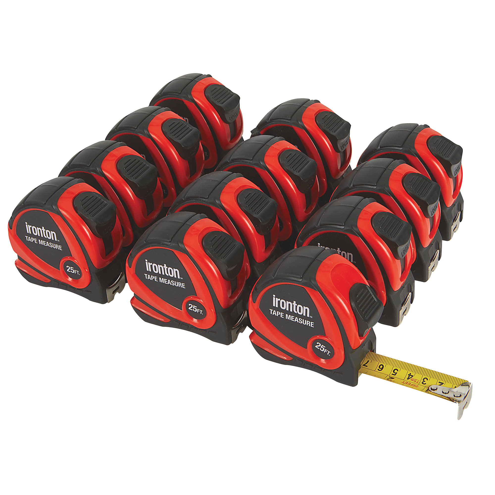 Ironton 12-Pk. 25ft. Wide Blade Tape Measures | Northern Tool