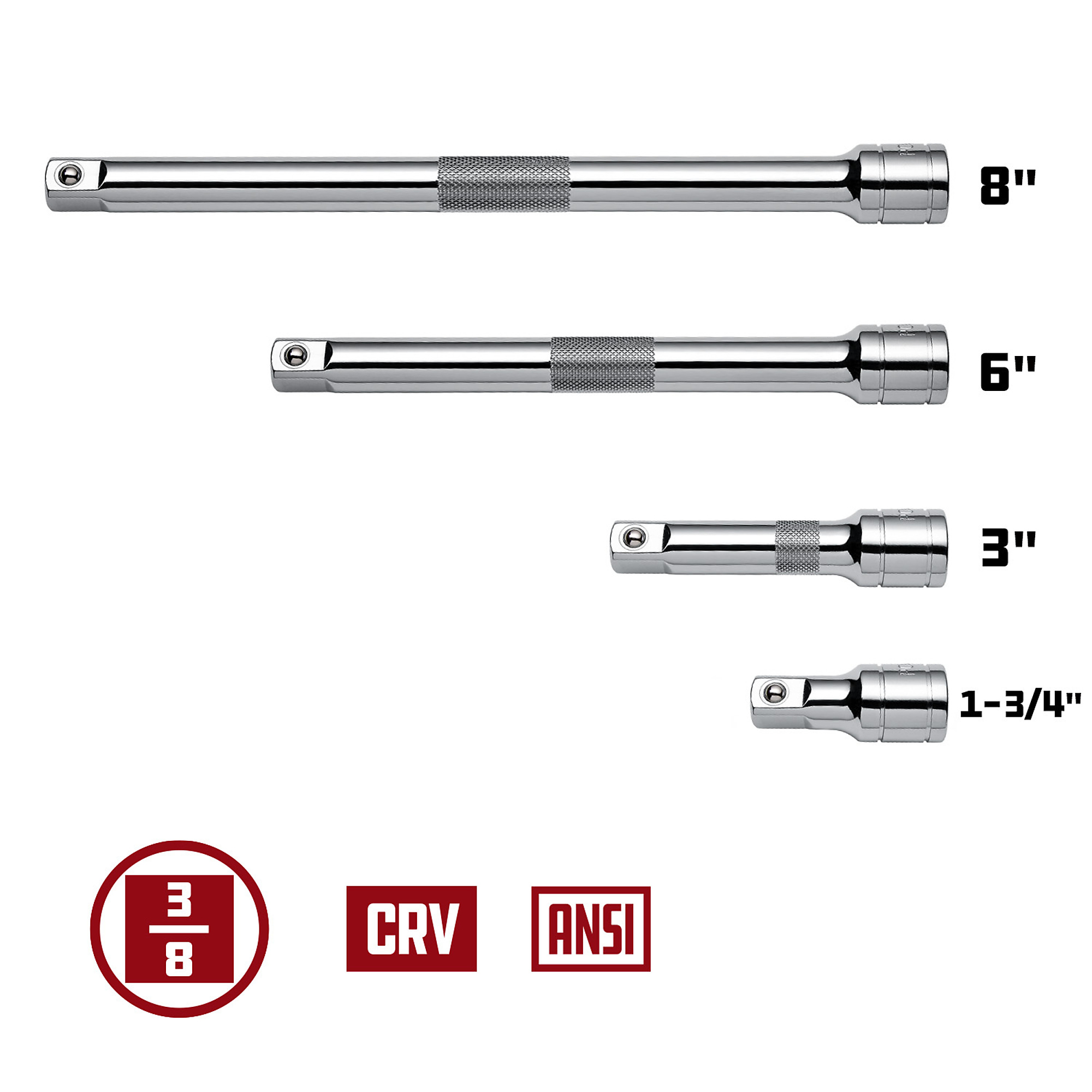 Powerbuilt, 4 Piece 3/8in. Drive Socket Extension Bar Set, Size (SAE) 3 ...