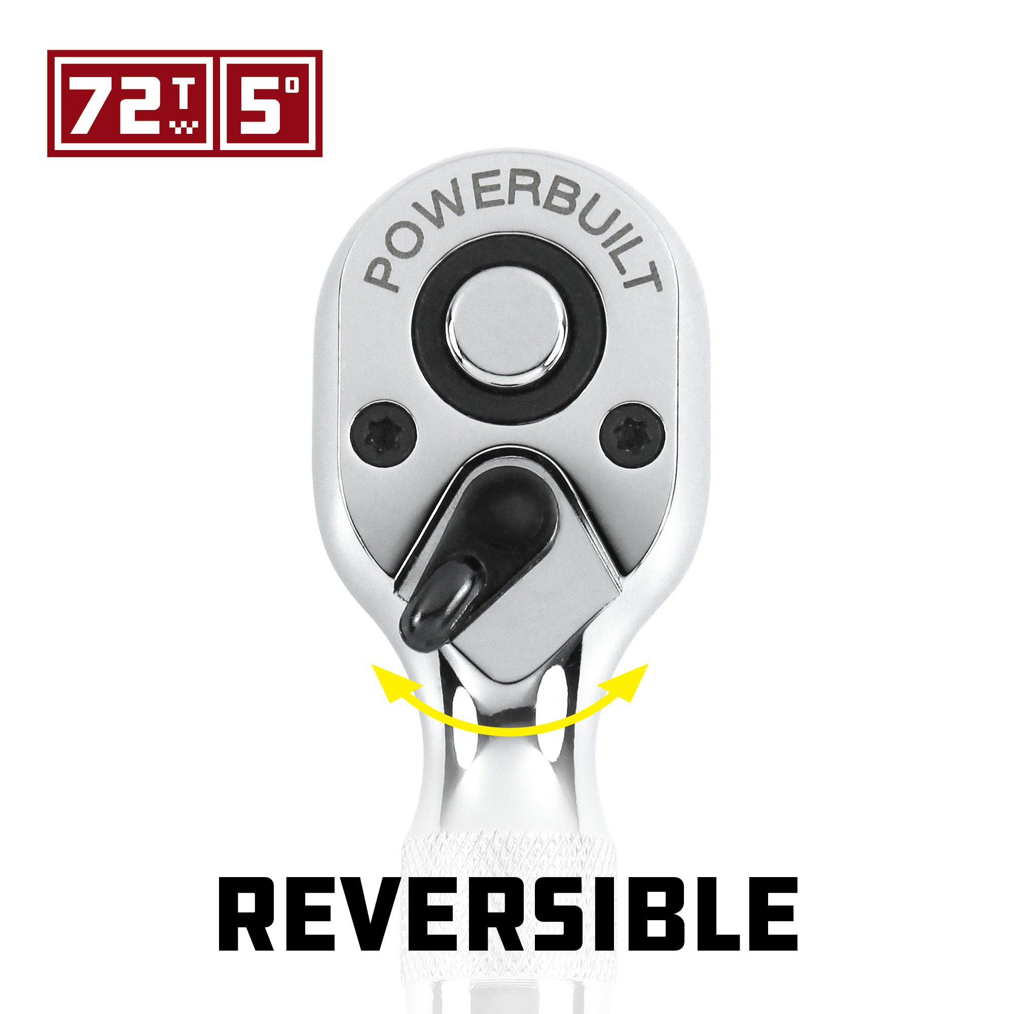 Powerbuilt, 1/4in. and 3/8in. Drive 72 Tooth Stubby Ratchet Set, Model ...