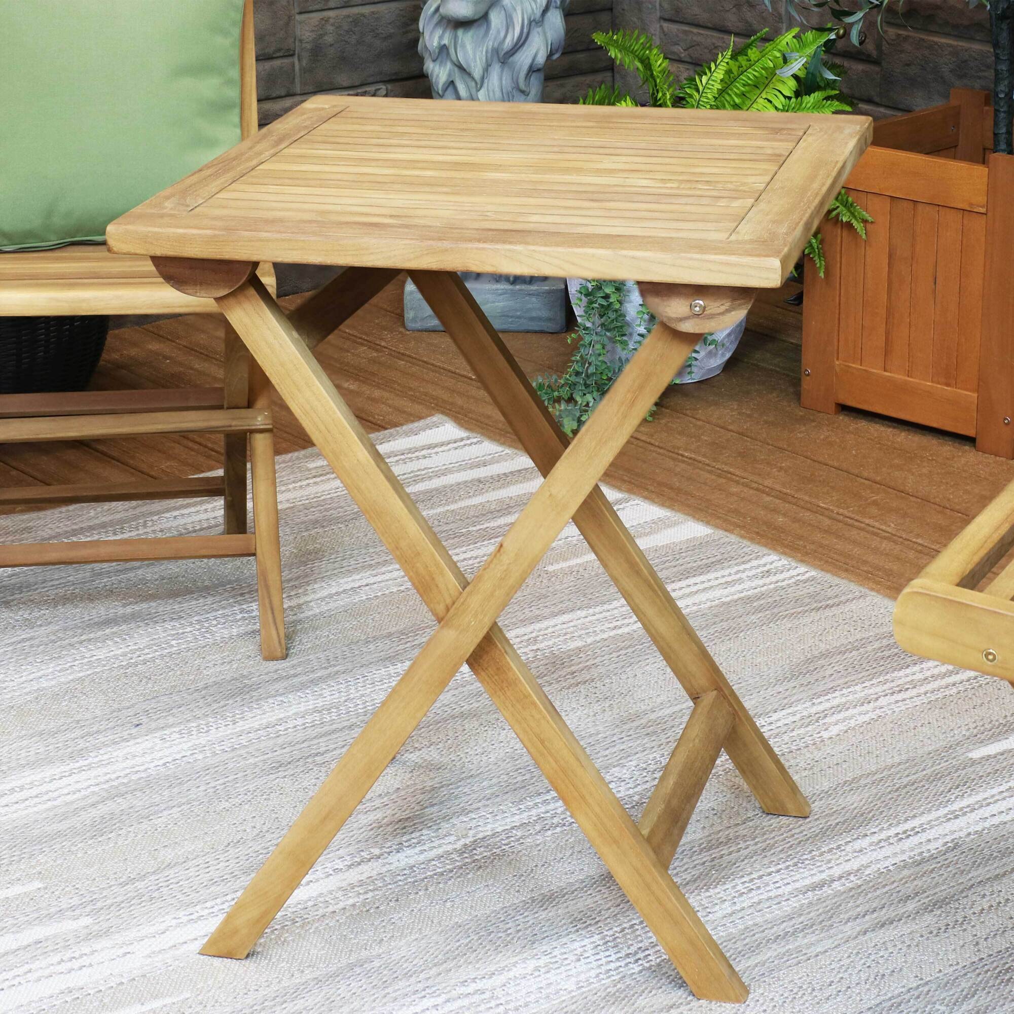 Sunnydaze Decor, Square Teak Patio Dining Table 24in., Table Shape ...