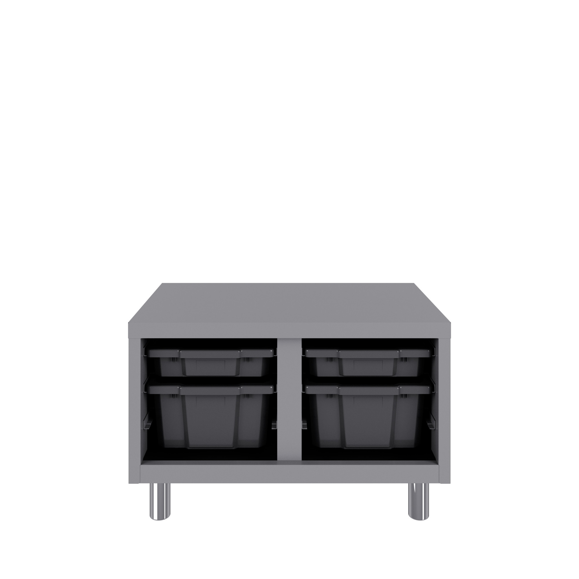 Hirsh Industries, Bin Storage Bench with 4 plastic tote bins, Height 19 ...