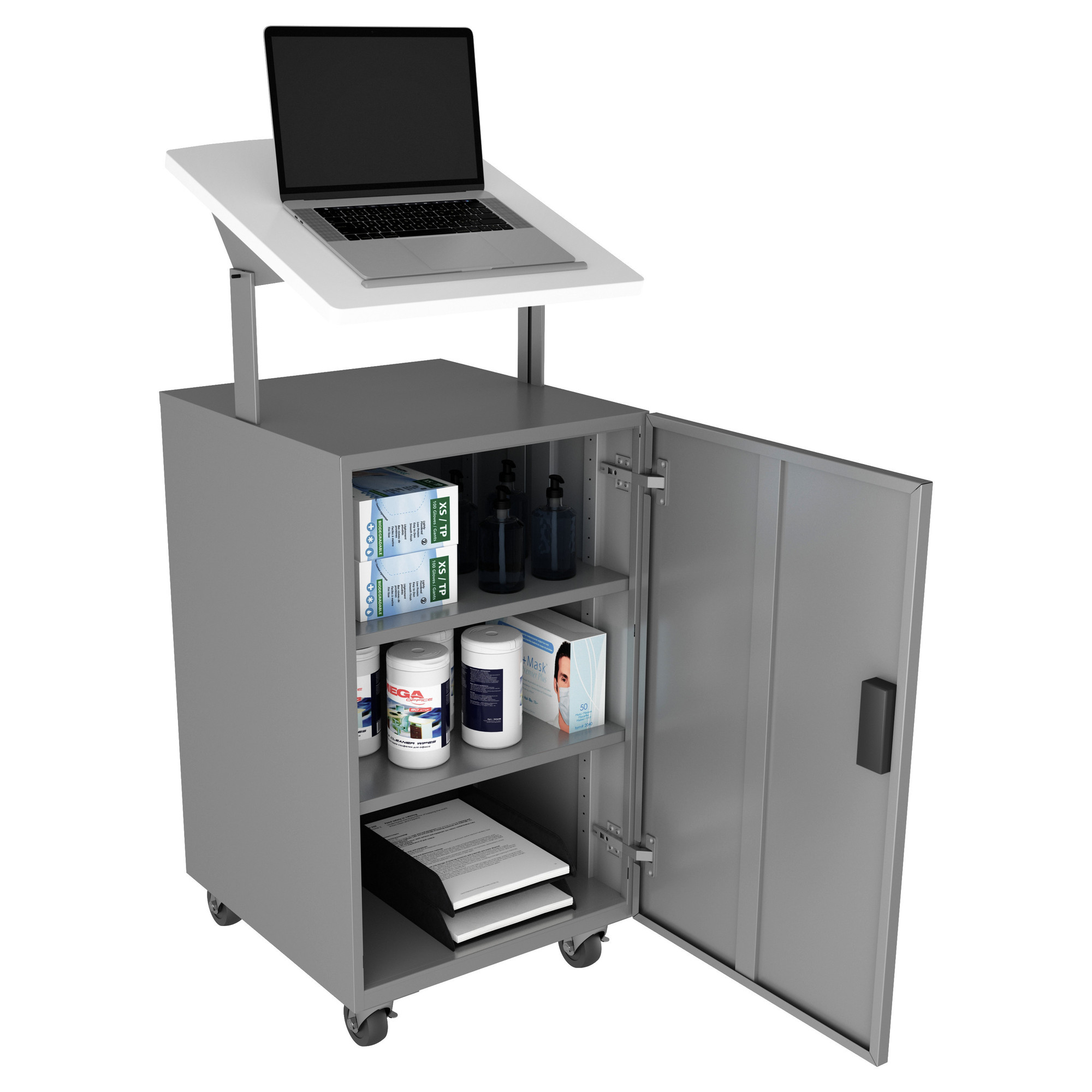 Hirsh Industries, Mobile Locking Podium for Classroom or Office, Color ...