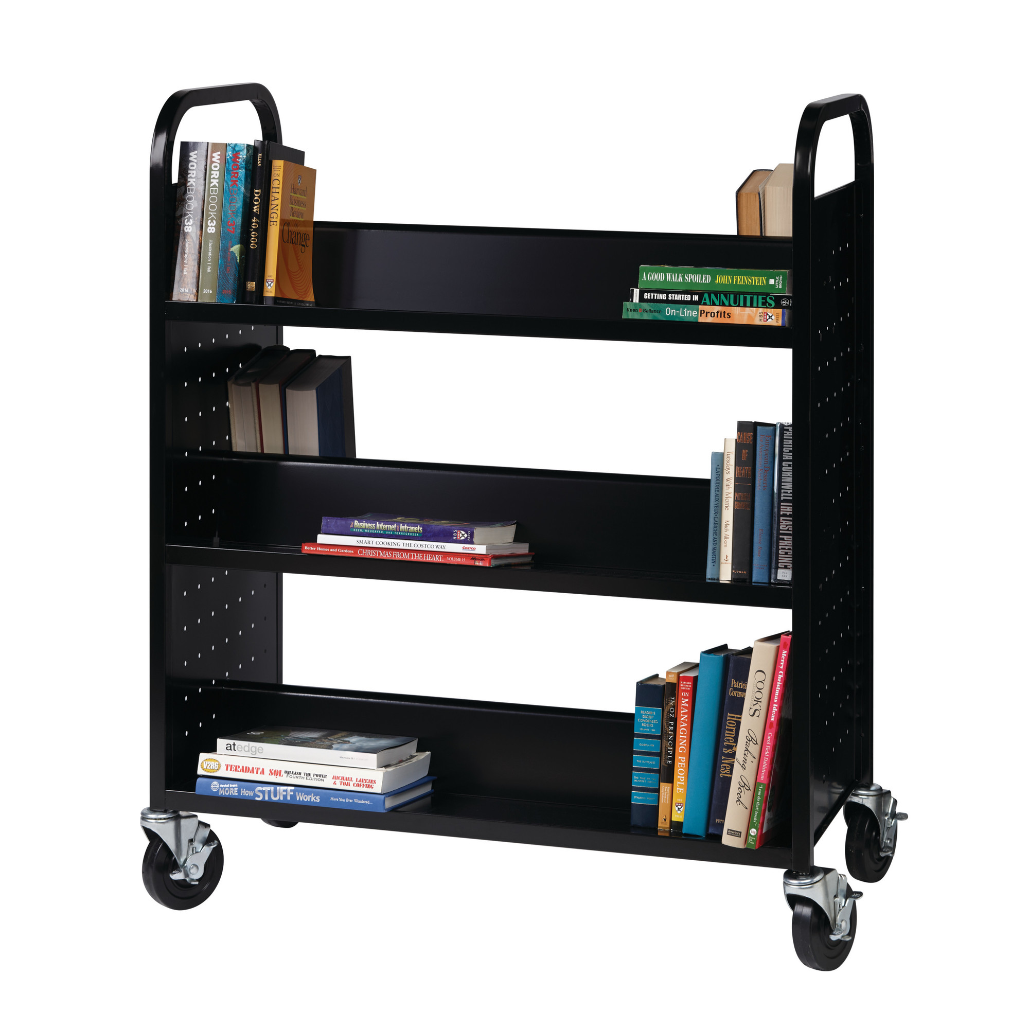 Hirsh Industries, Double-side Mobile Book Cart for Schools, Color Black ...