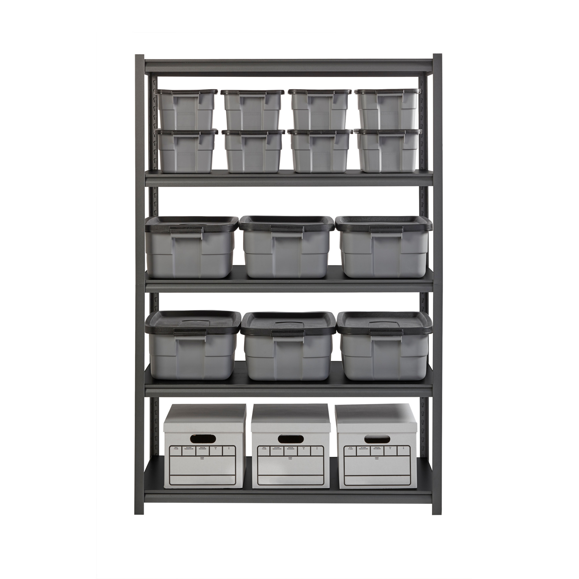 Hirsh Industries, 3200 Riveted Steel Shelving, 5-Shelf Unit, Width 48 ...