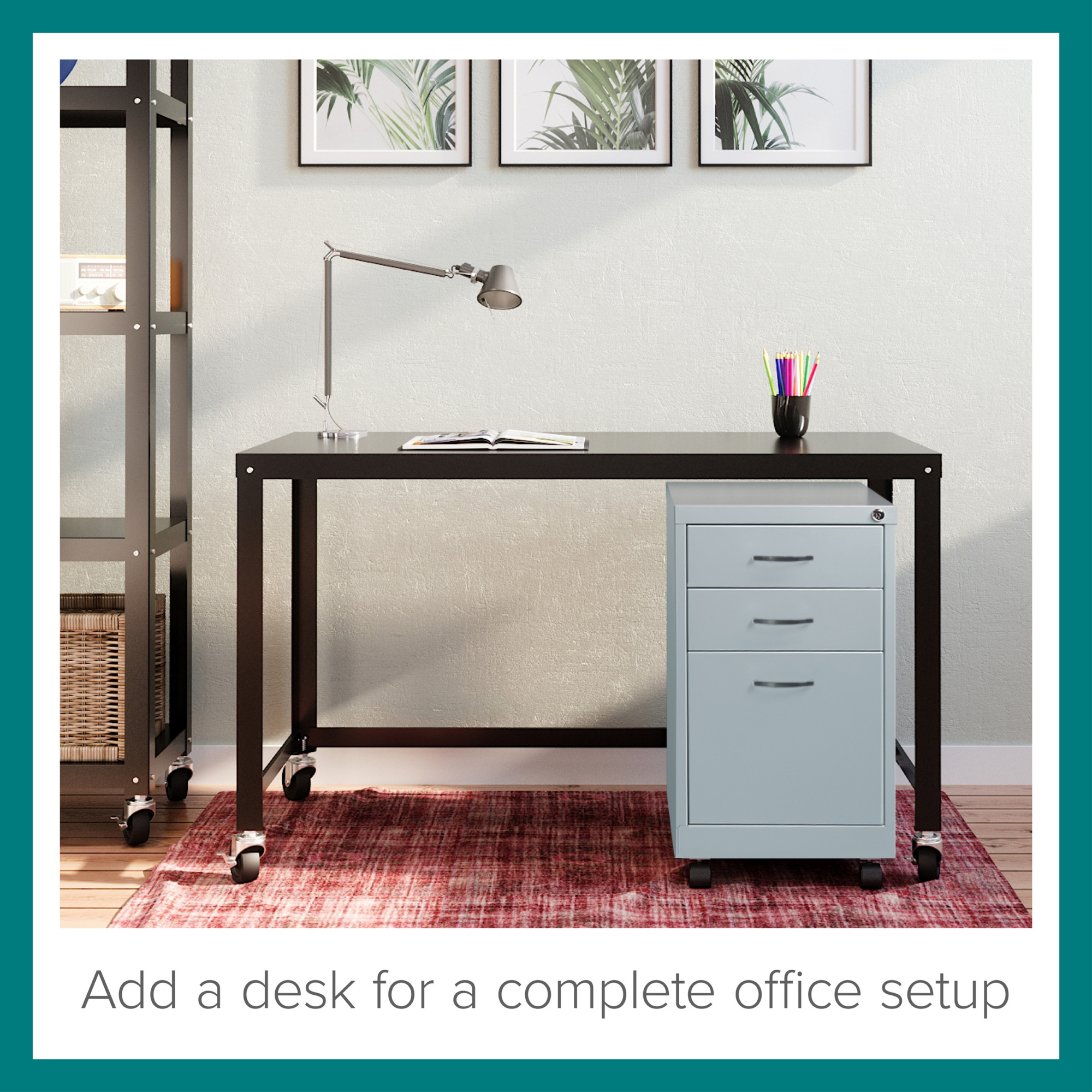 Hirsh Industries, 3-Drawer Home Office Mobile Ped File Cabinet, Width ...