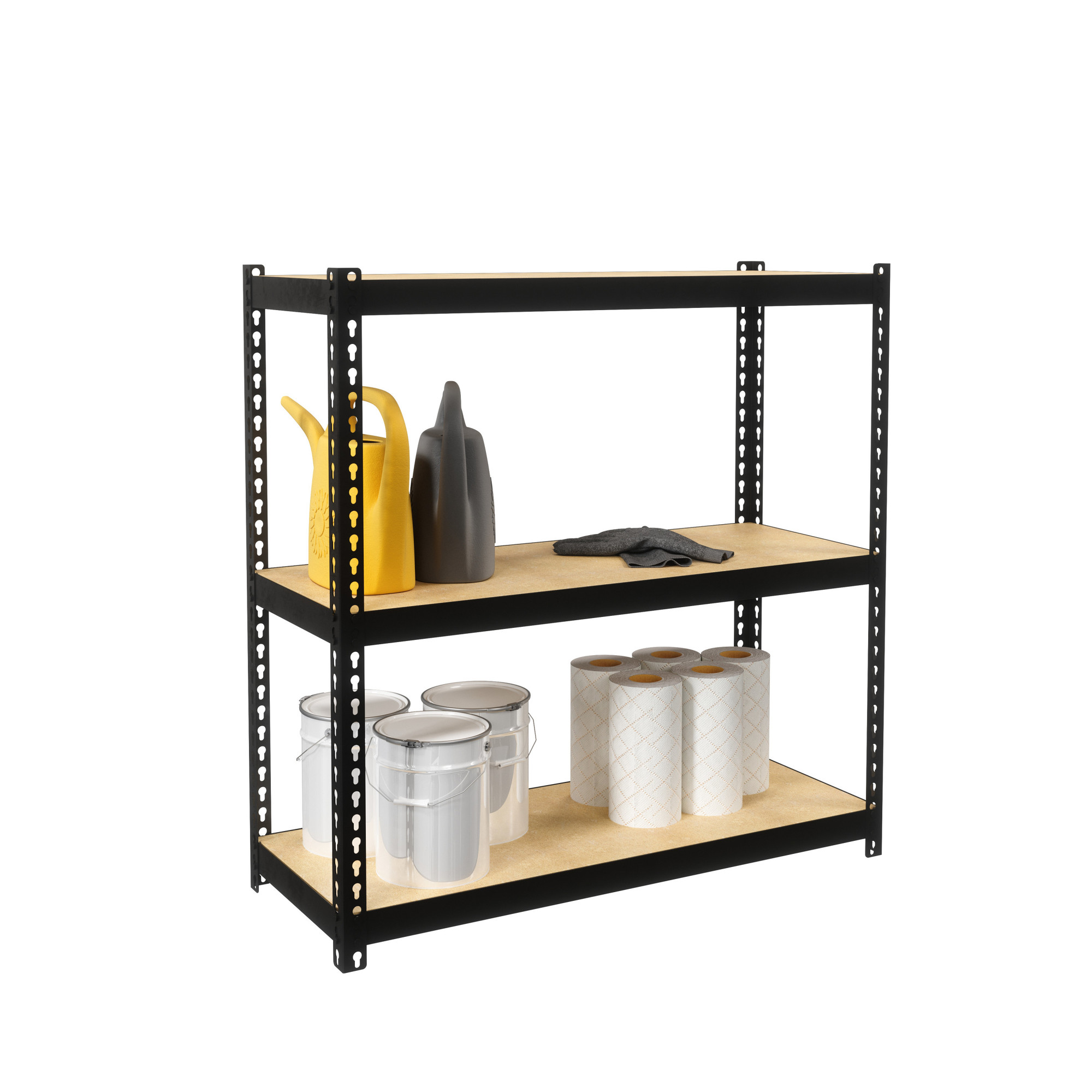 Hirsh Industries, 1000 Riveted Steel Shelving 3-Shelf Unit, Width 30 in ...