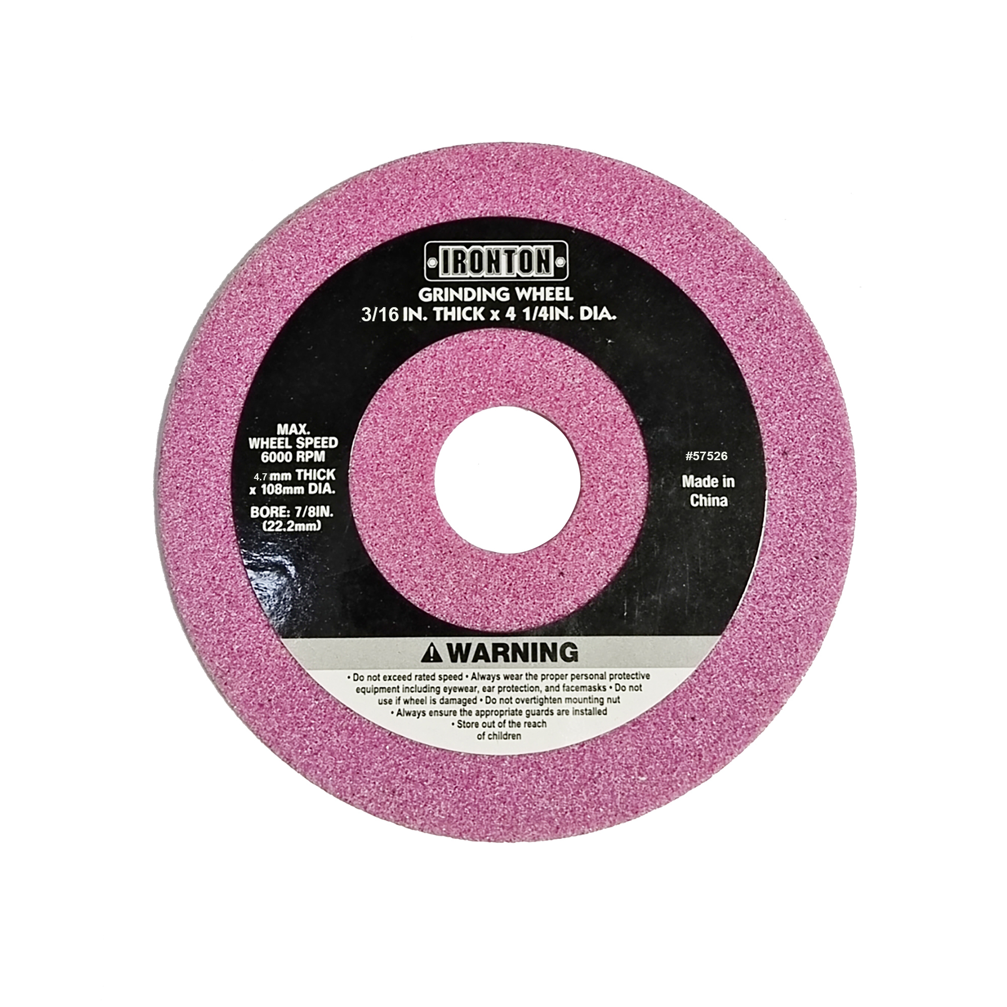 Ironton Grinding Wheel, 4 1/4in. dia. x 3/16in. thick | Northern Tool