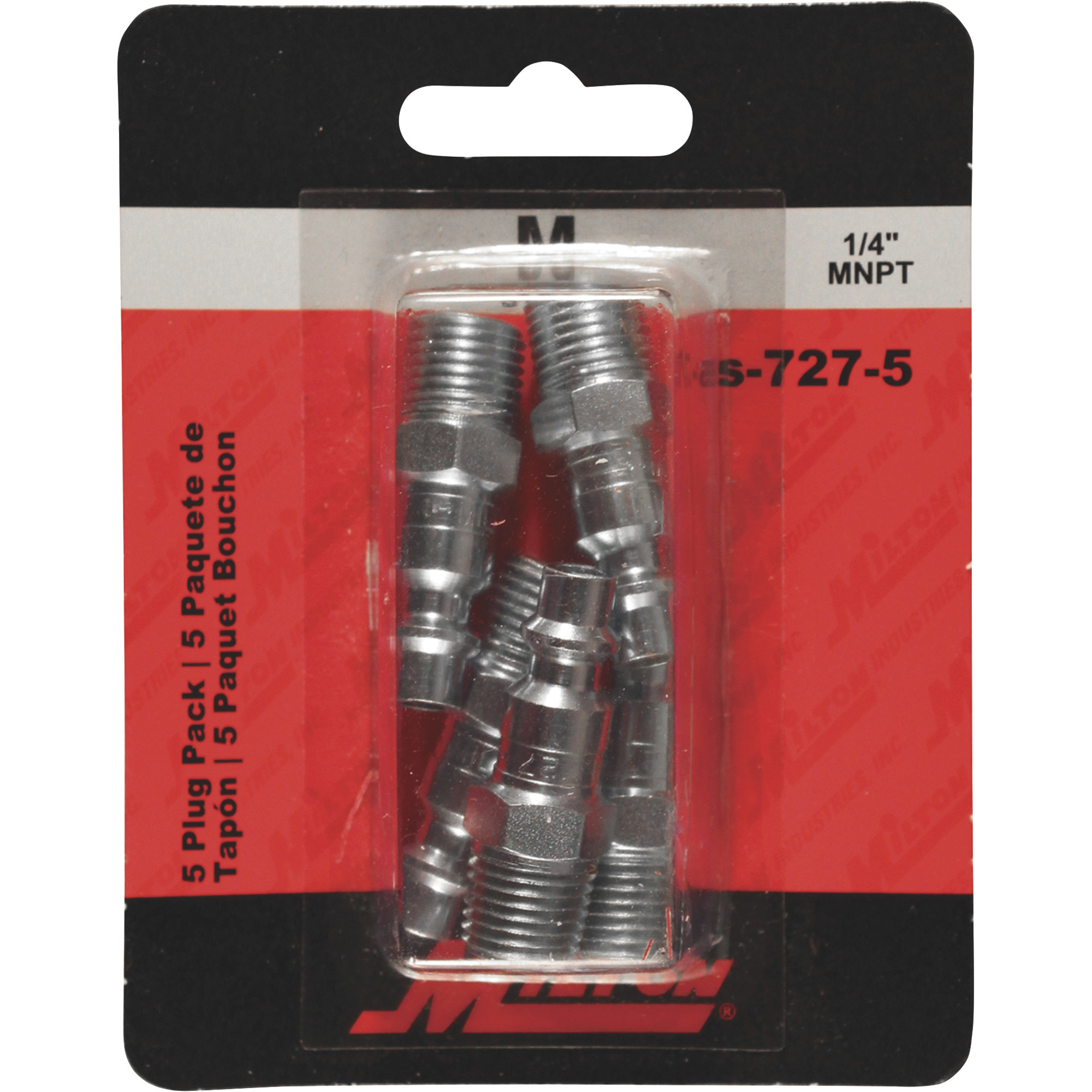 Milton 1/4in. Male M-Style Coupler, 5-Pack, Model# S-727-5 | Northern Tool