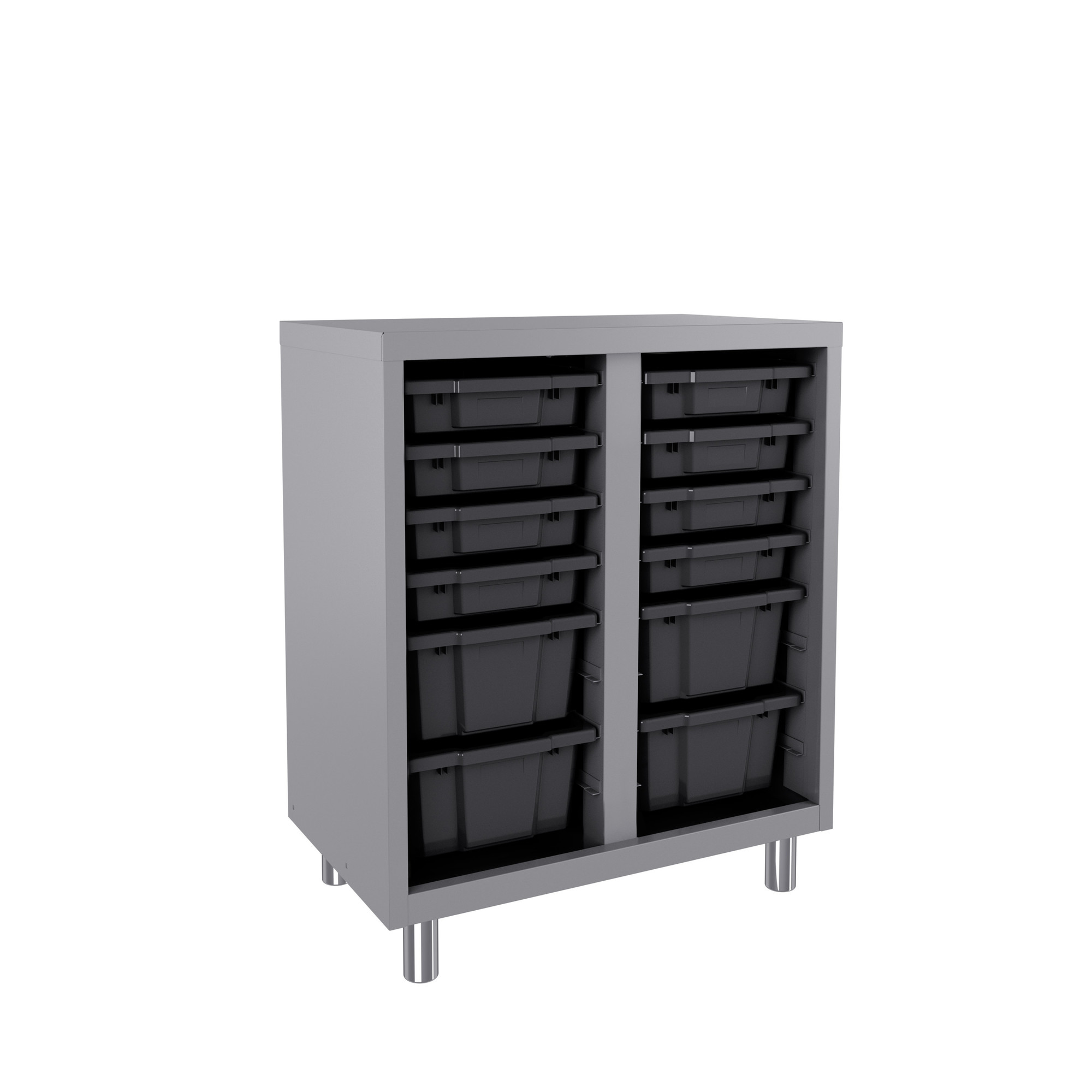 Hirsh Industries, Bin Storage Cabinet, 8 3in. tote bins and 4 6in. bins ...