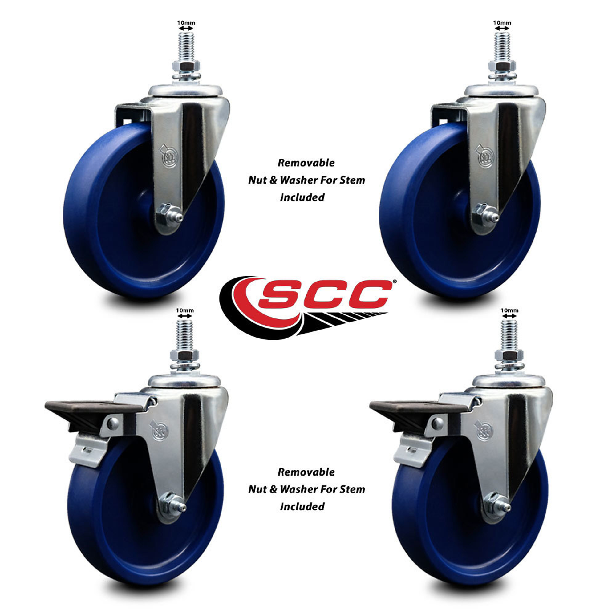 Service Caster, 5in. x 1 1/4in. Stem Casters, Wheel Diameter 5 in ...