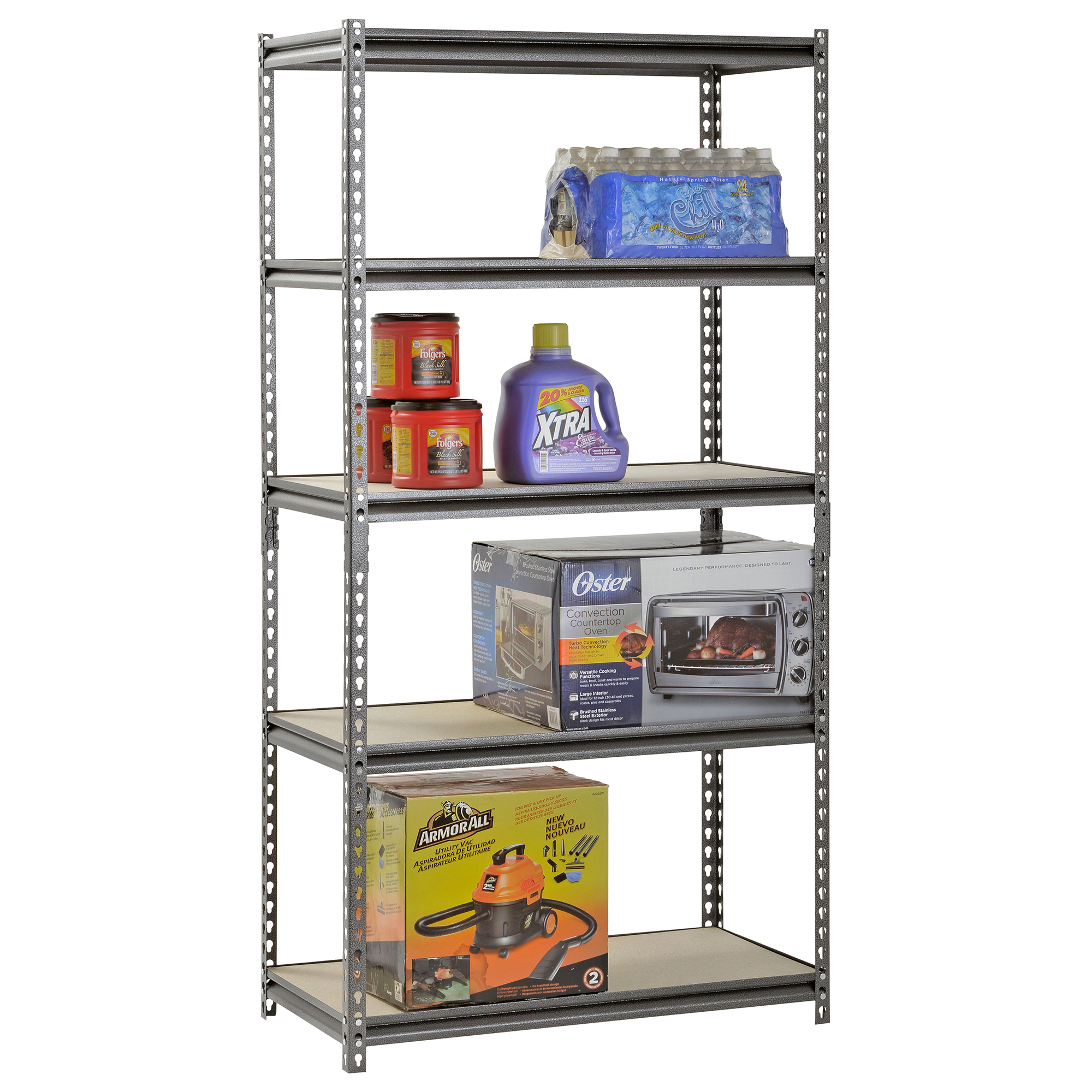 Edsal Muscle Rack, Silver Vein 5 Tier 36in.Wx18in.Dx72in.H Shelving ...