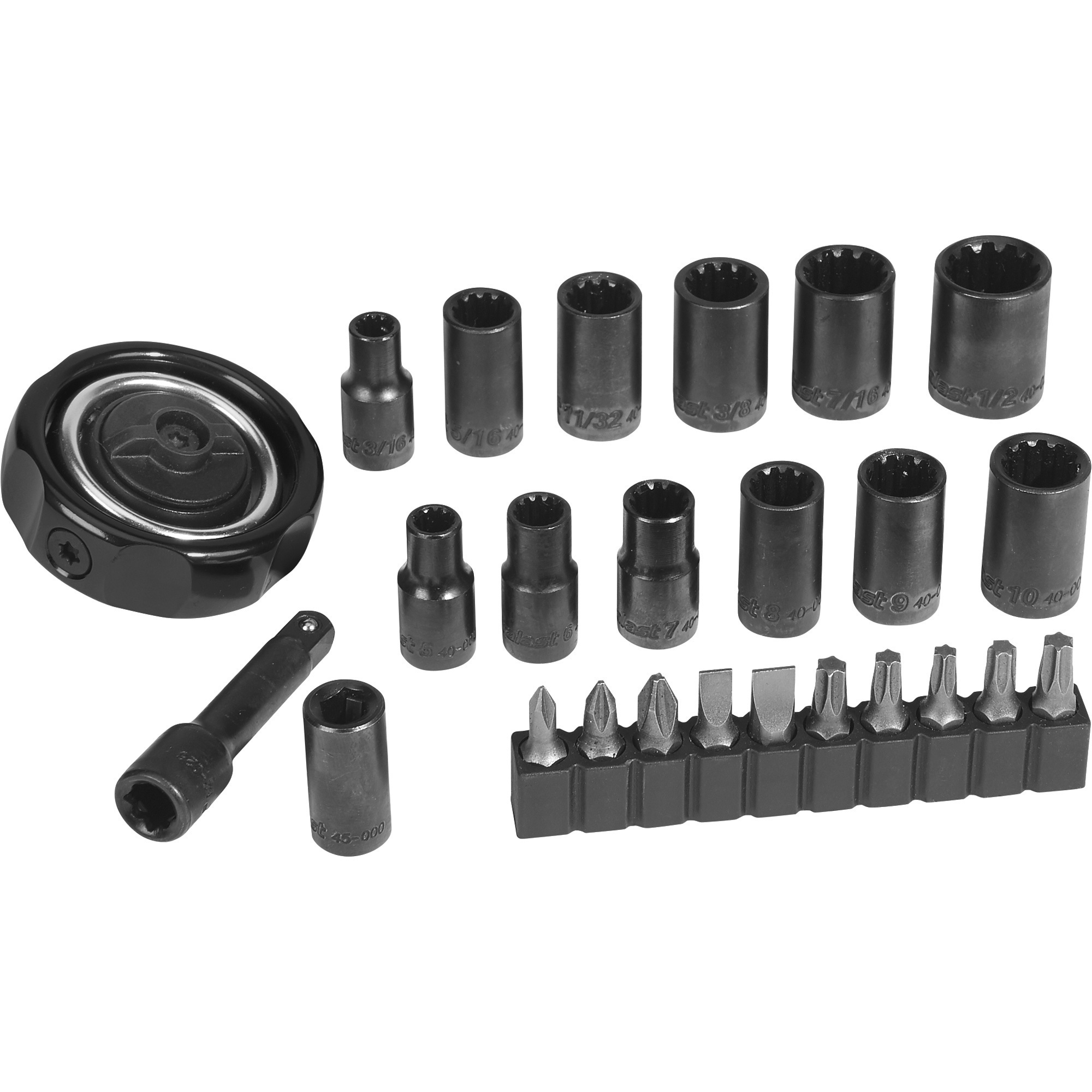 Klutch Universal Gimbal Socket Set, 25-Pc., 1/4in. Drive, SAE and ...