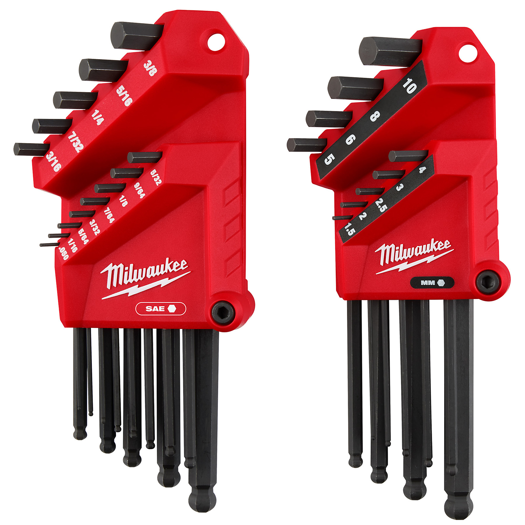 Milwaukee 22-Key Ball End L-Style Hex Key Set, SAE/Metric, Model# 48-22 ...
