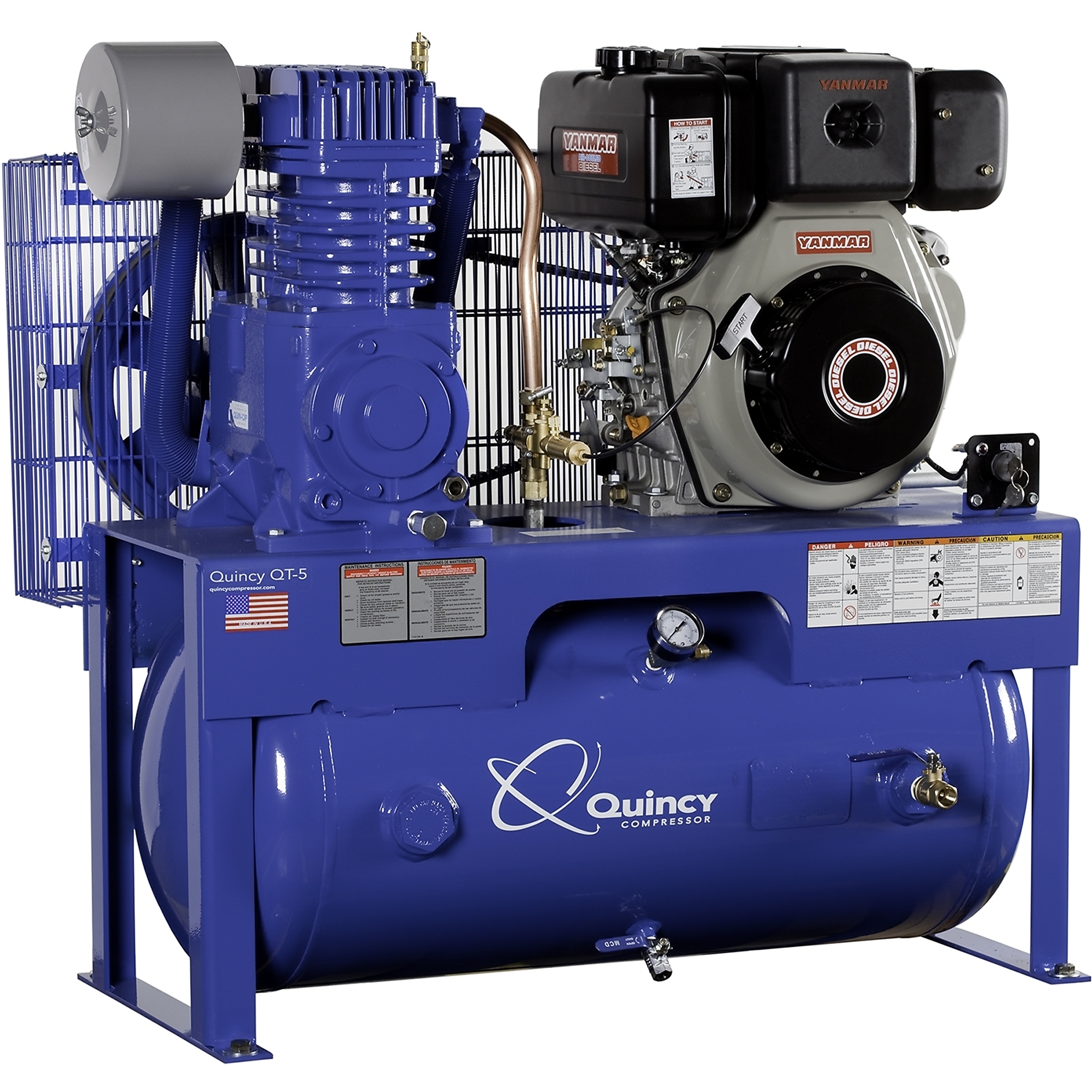 Quincy Compressor, QP 10H 30G 2Stg Air Compressor (Yanmar) Horiz ...