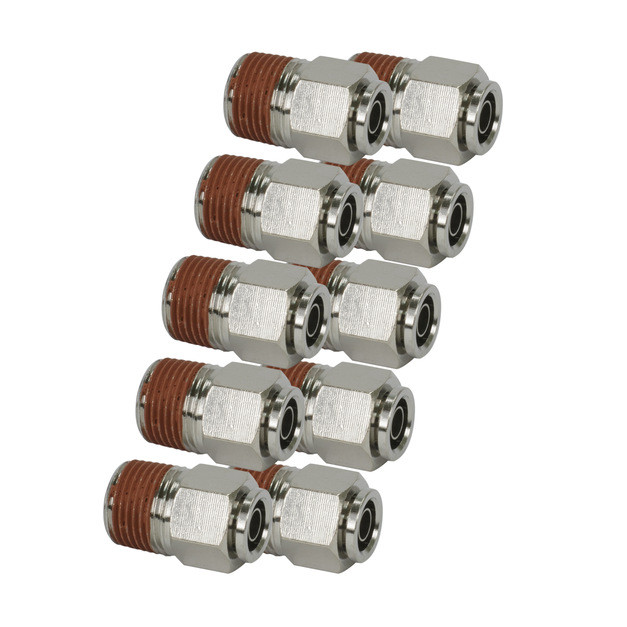 Viair Airline Straight PTC Fitting - 3/8in. NPT, Nickel-Plated Brass ...