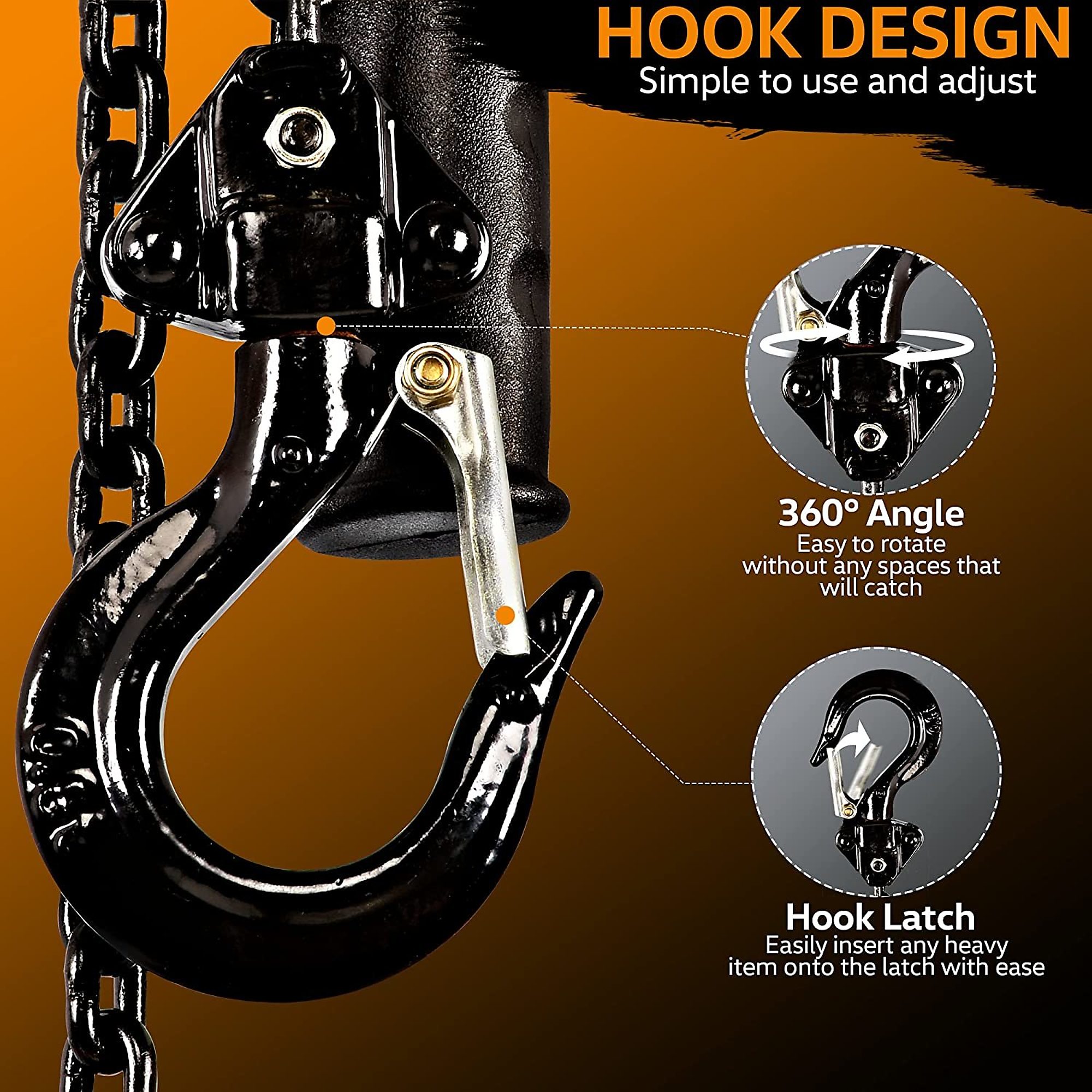 SuperHandy, Manual Chain Hoist, Power Source Manual Gear, Capacity 1100 ...