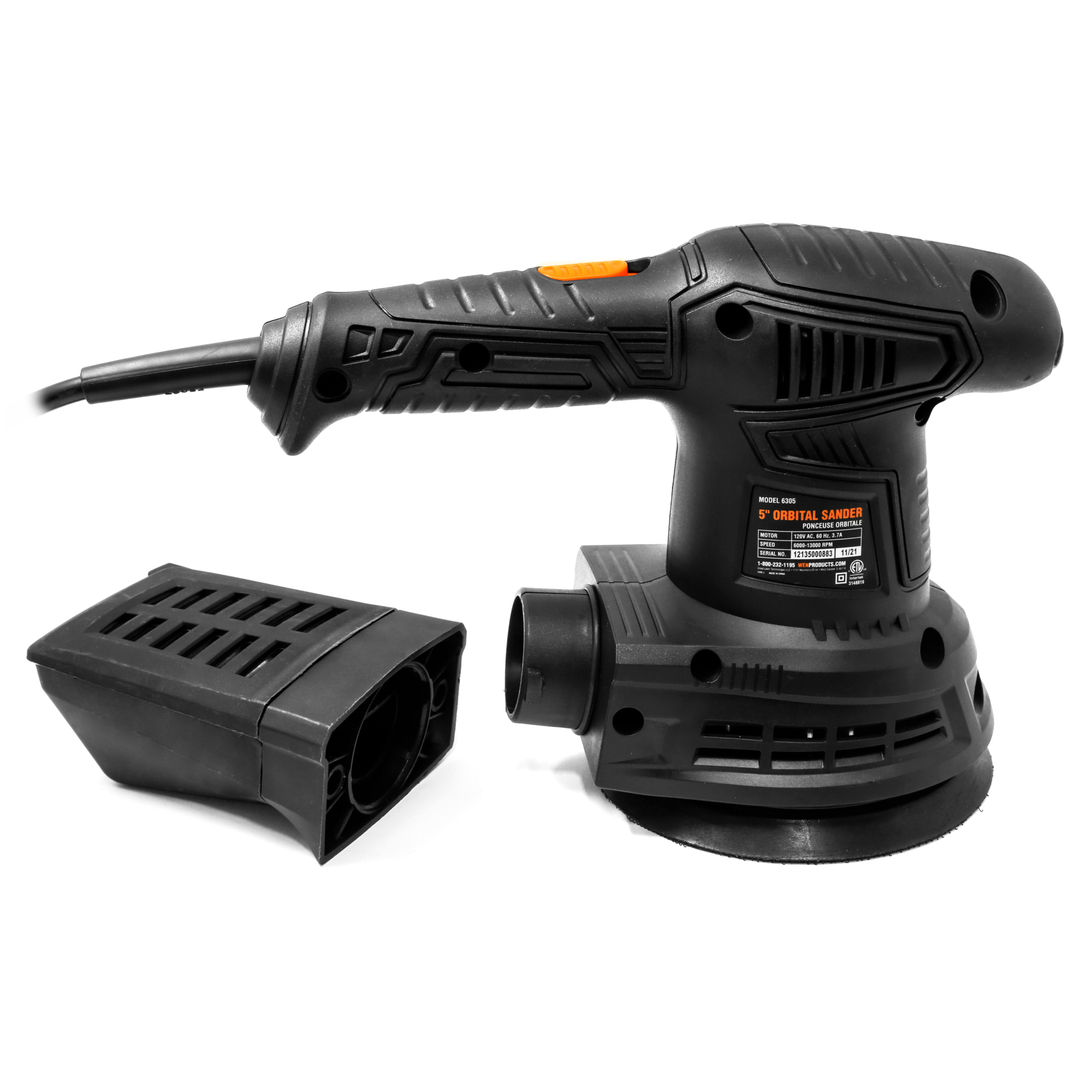 WEN, 5in. Variable Speed Random Orbit Rotary Sander, Max. Speed 13000 ...