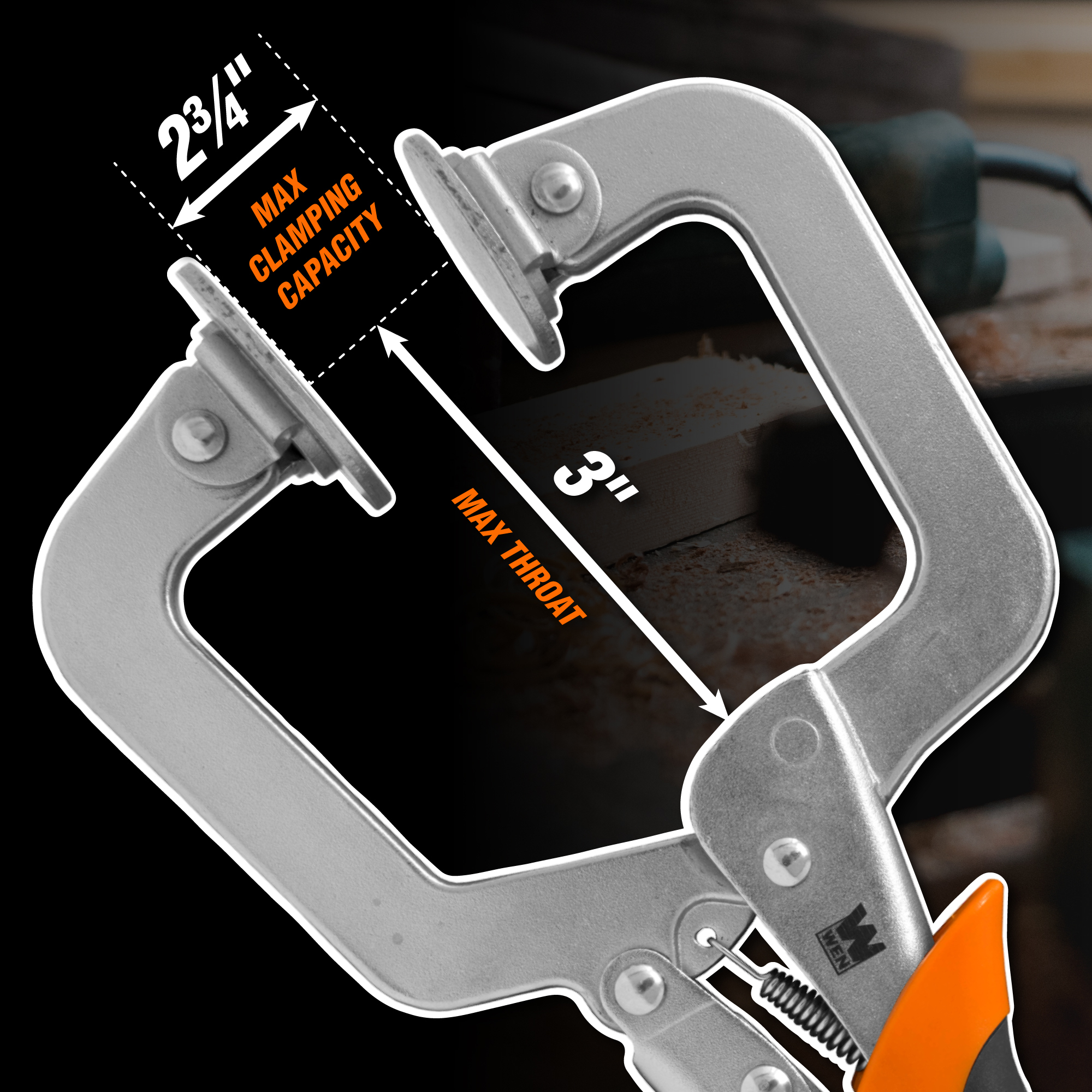 WEN, 3in. Face Clamp for Woodworking Pocket Hole Joinery, Model# CL327F ...