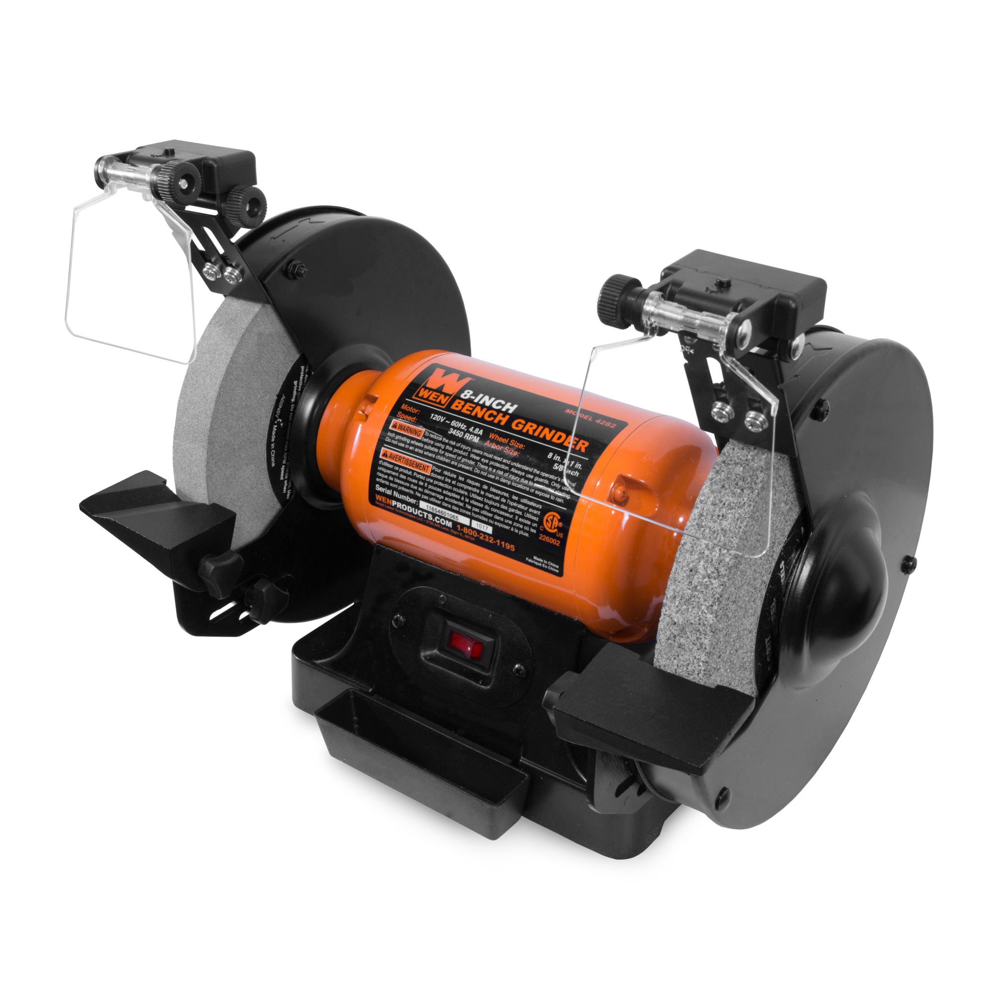 WEN, 4.8-Amp 8in. Single Speed Bench Grinder, Wheel Diameter 8 in, Max ...