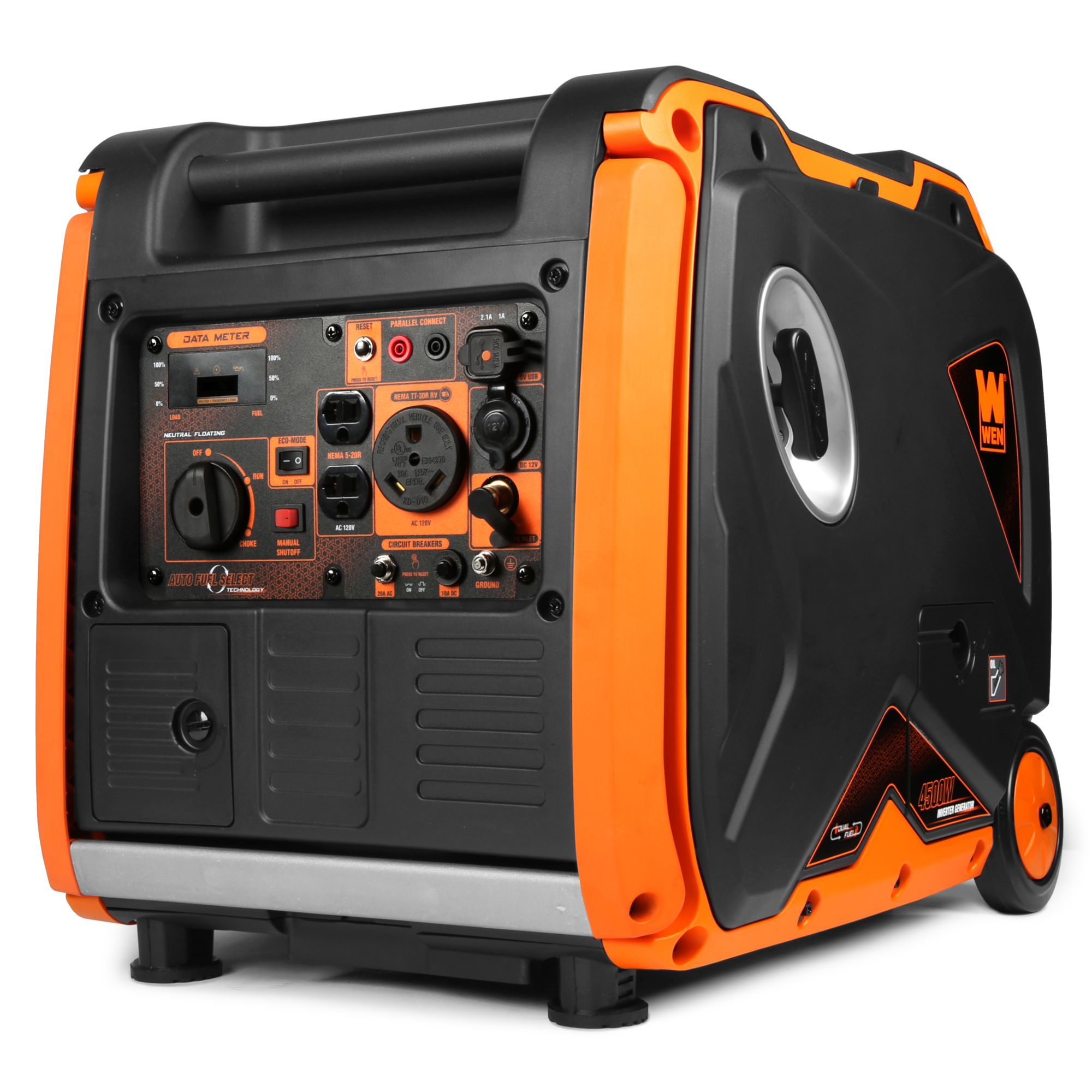 WEN Dual Fuel Inverter Generator - 4500W Surge, 3500W Rated, 212cc ...