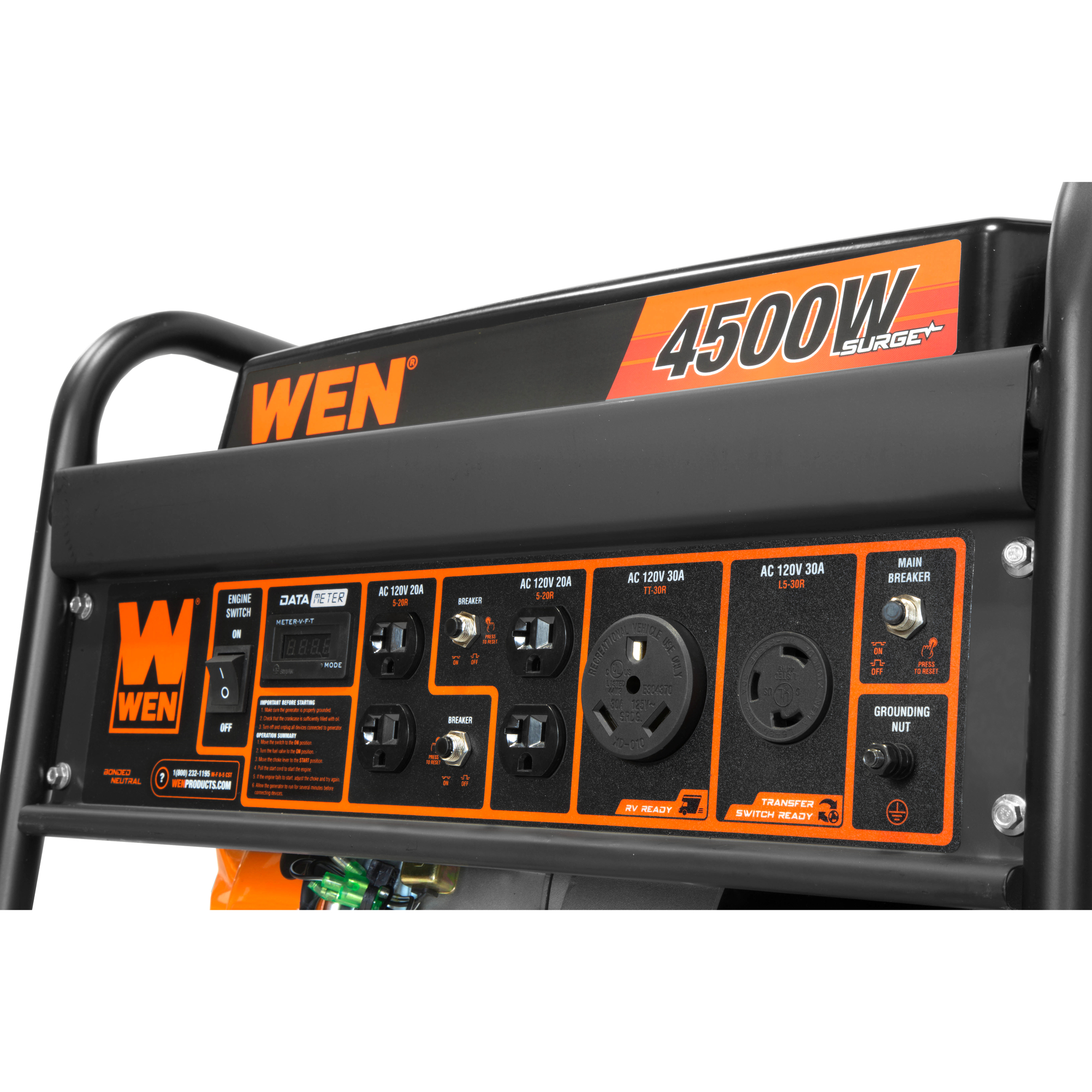 WEN, 4500W Portable Generator, Surge Watts 4500 Rated Watts 3600 ...