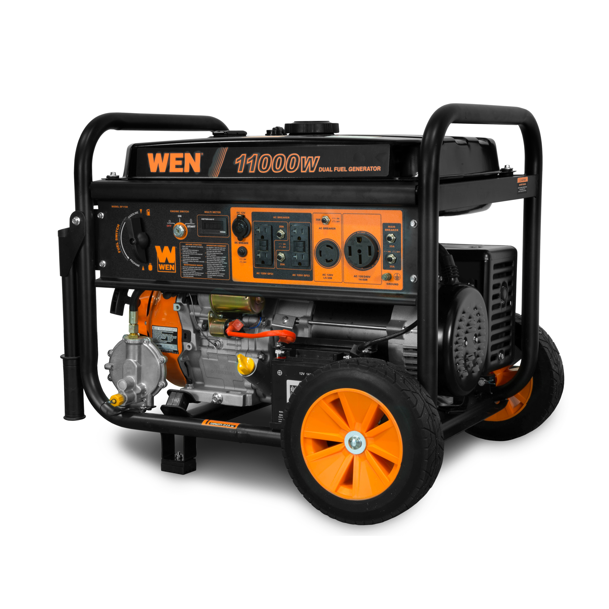 WEN, Dual Fuel Gasoline Propane Generator, Wheel Kit, Surge Watts 11000 ...
